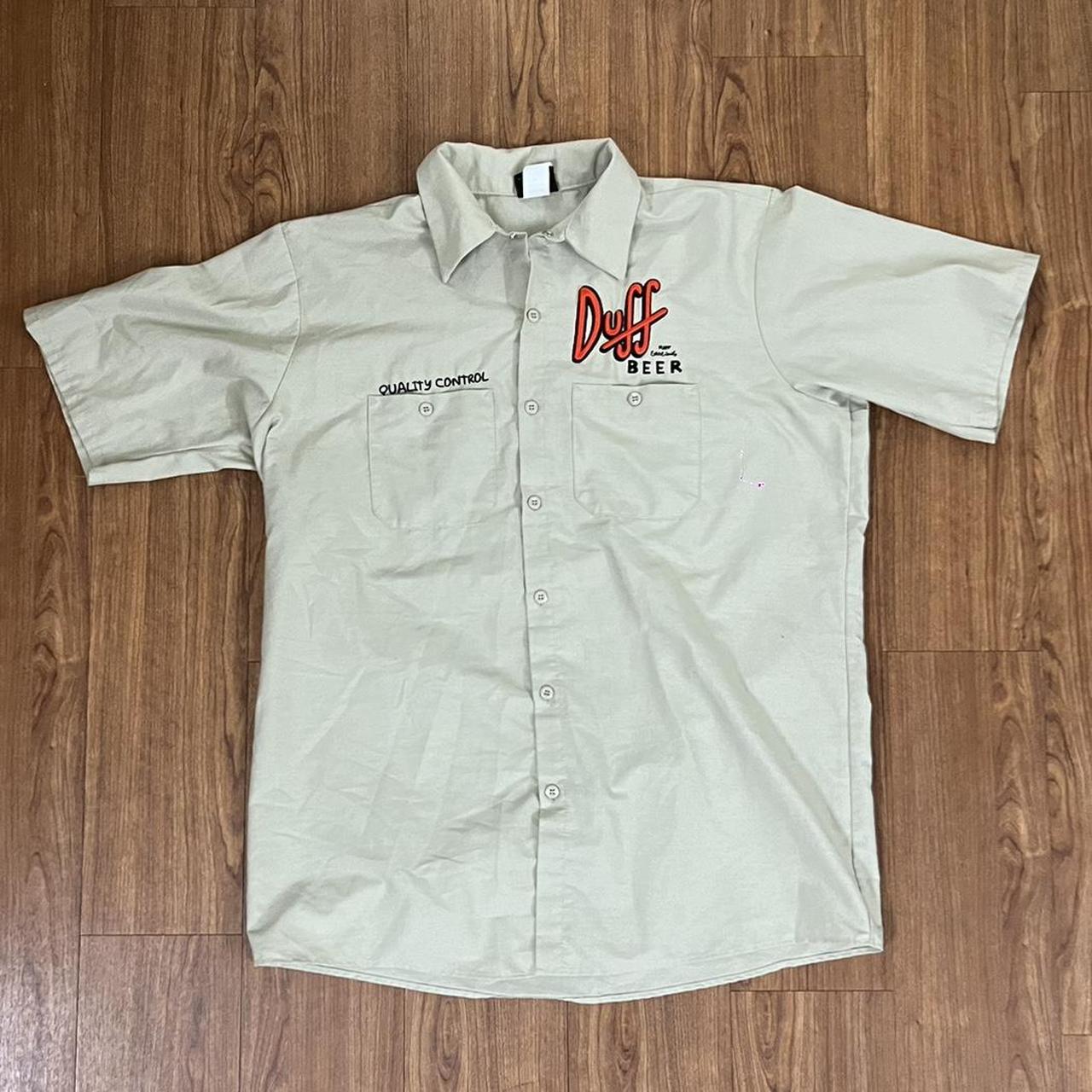 Rare Simpsons Duff quality control button up shirt... - Depop