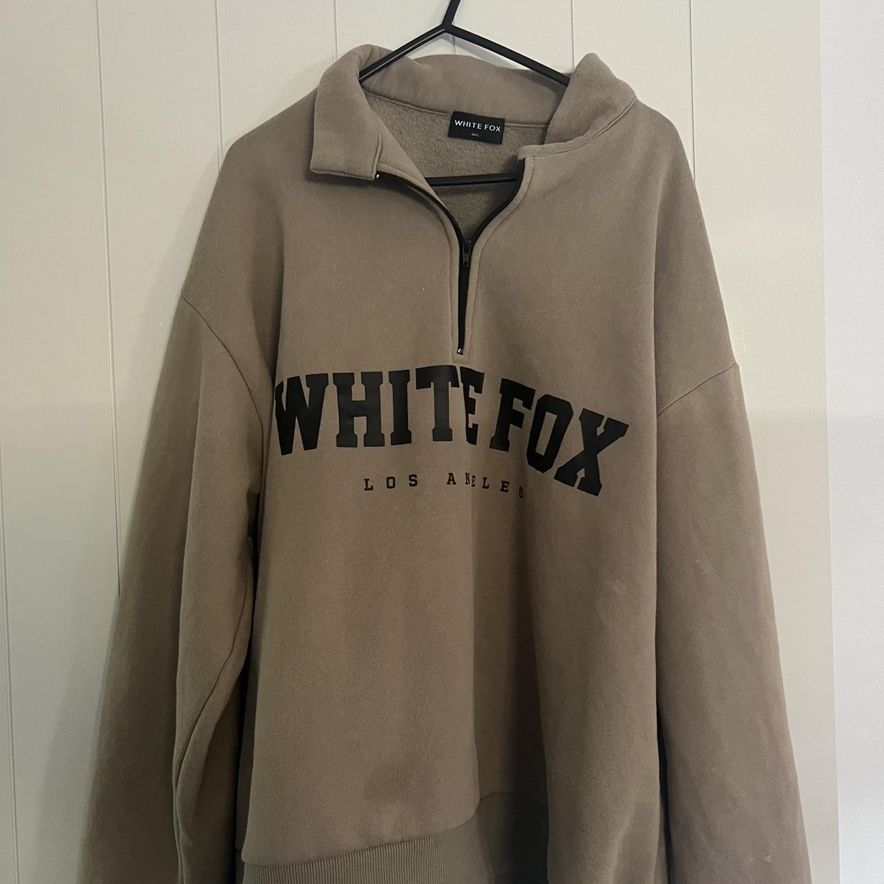 White fox zip up jumper Size M/L Has a tiny stain... - Depop