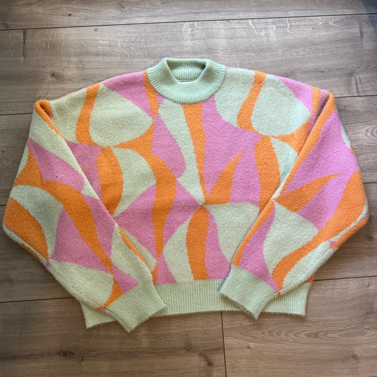 Cotton On retro print knitted jumper / 70’s vibes /... - Depop