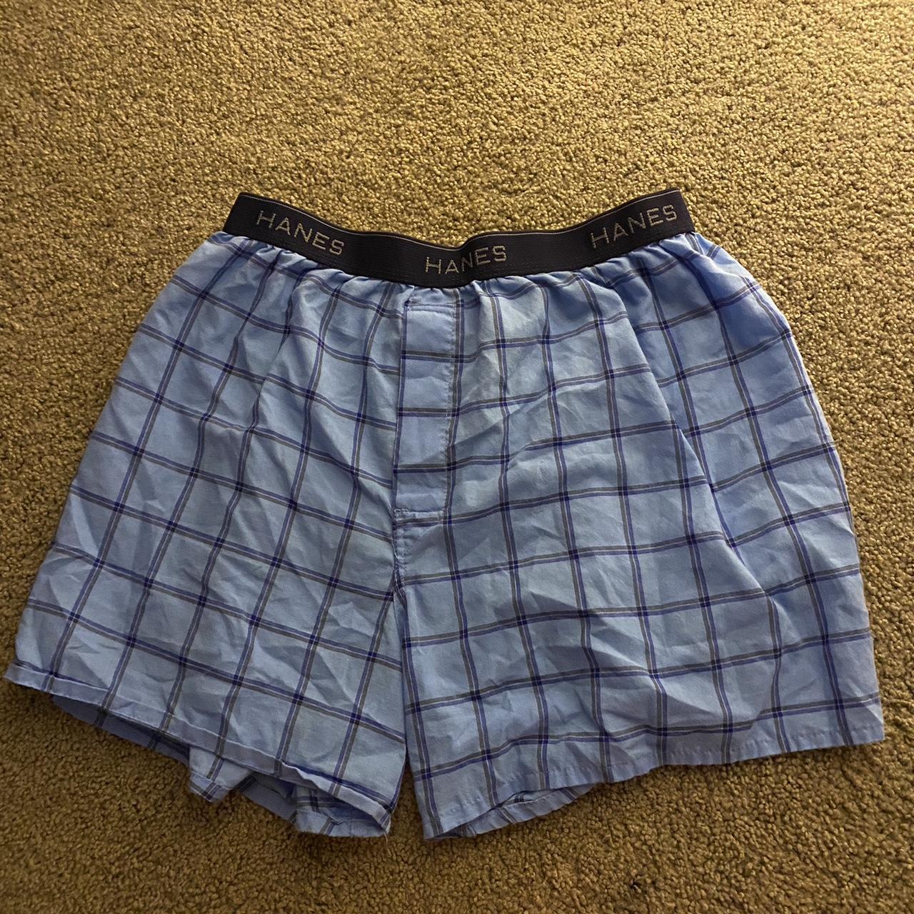 Light Blue + Dark Blue Checkered Men’s Boxers... - Depop