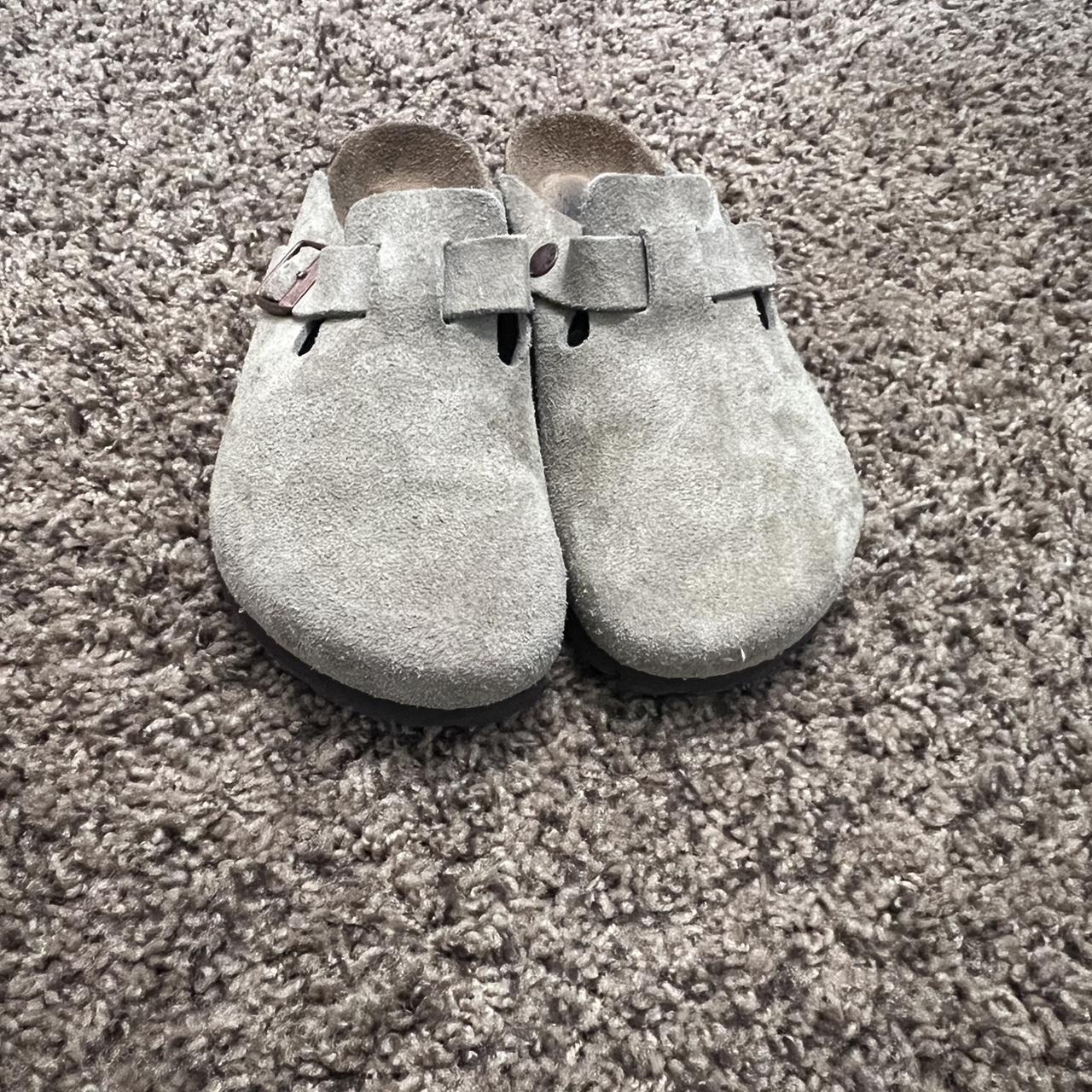 Grey/tan clogs. Size 37 - Depop