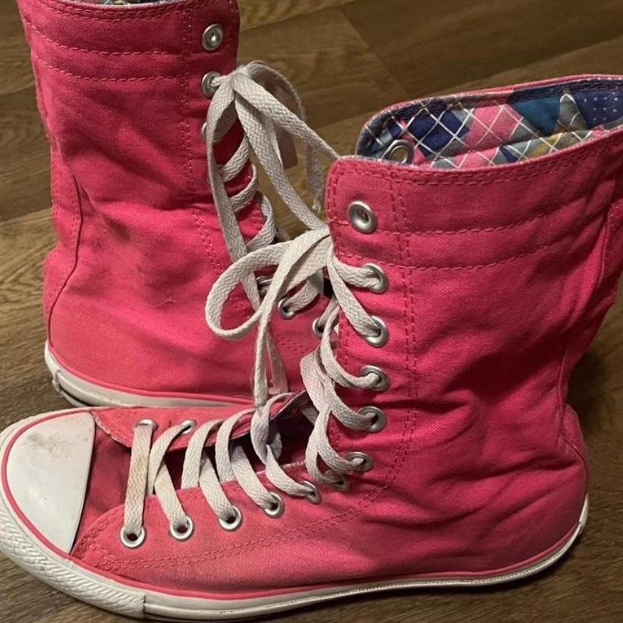 knee high converse hot pink Men’s 8/Women’s 10 - Depop