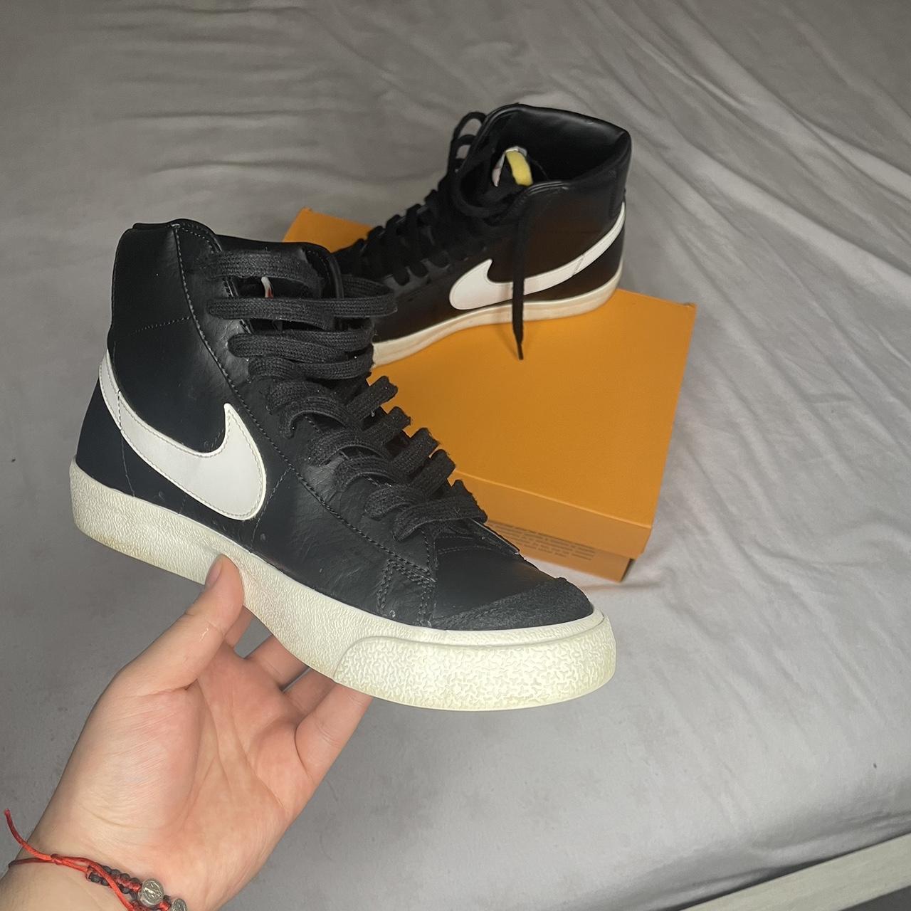 black nike blazers, box damaged - Depop