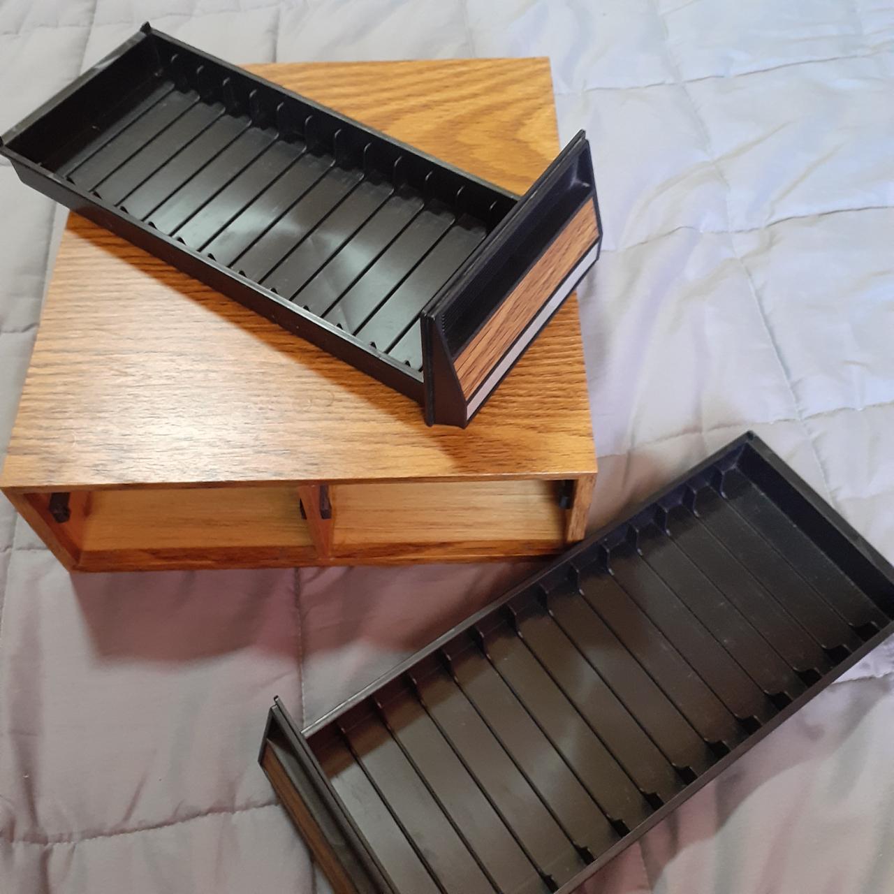 Vintage Faux Wood Cassette Tape Storage Holder 2... | Depop