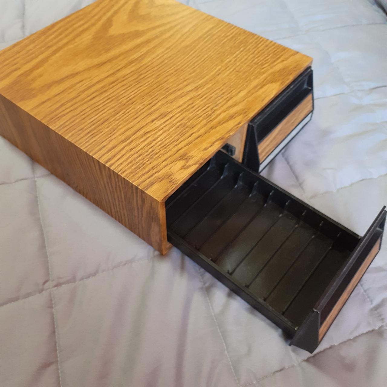 Vintage Faux Wood Cassette Tape Storage Holder 2... | Depop