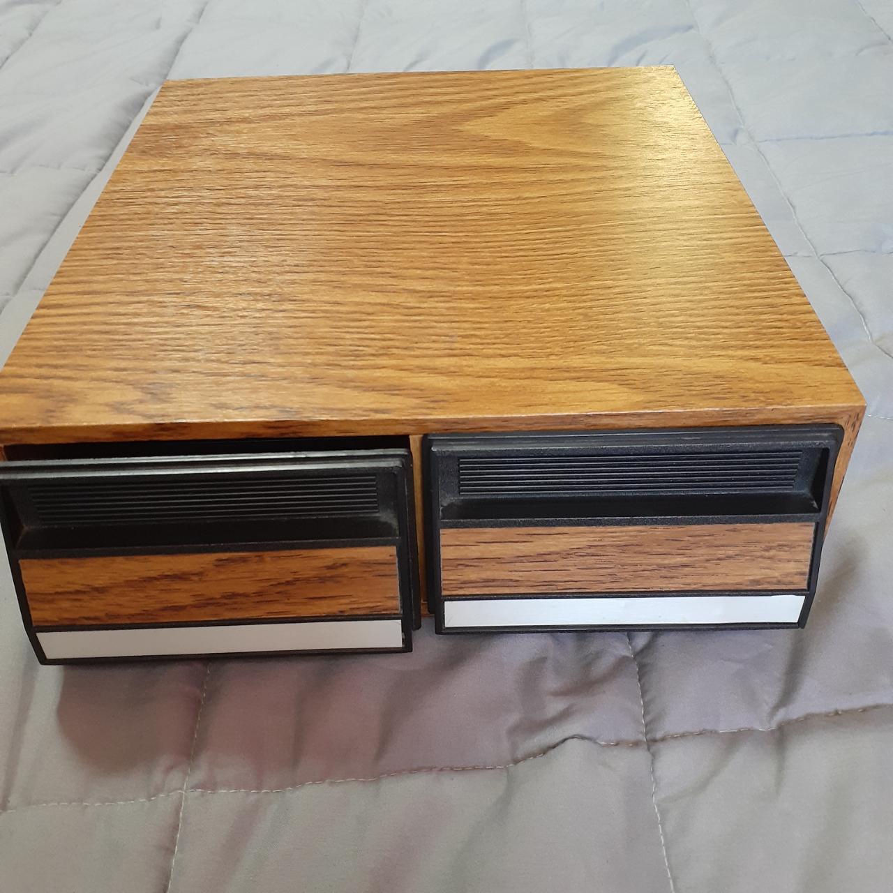 Vintage Faux Wood Cassette Tape Storage Holder 2... | Depop