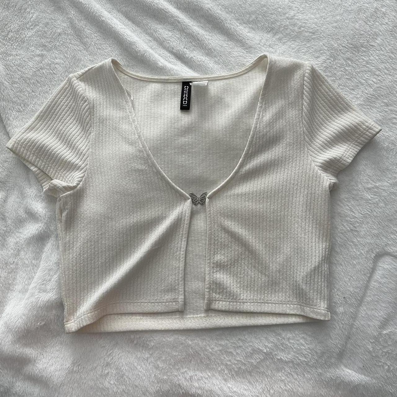 White Open Crop Top, worn once! - Depop