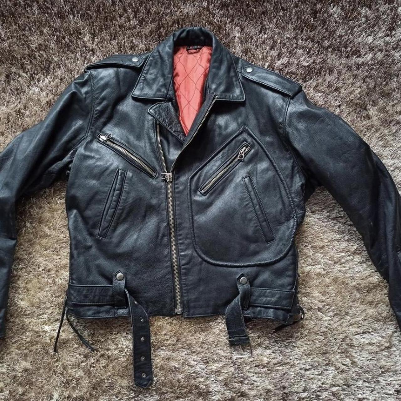 Vintage 80s leather jacket size Small/Medium - Depop