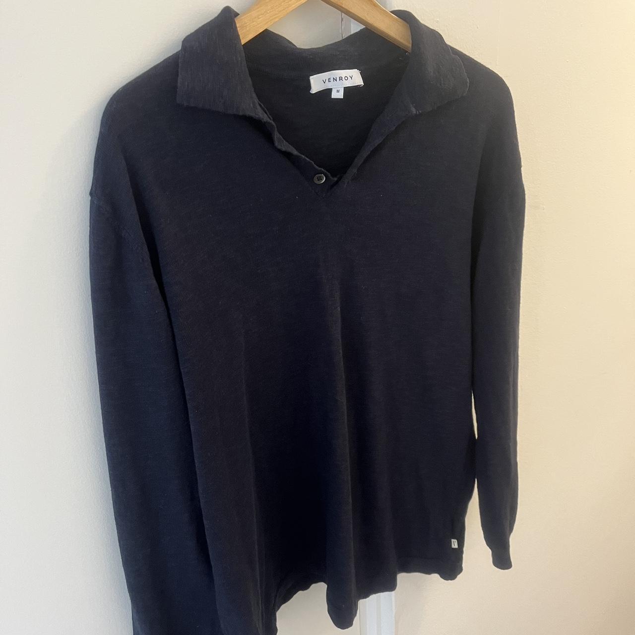 Venroy knitted linen long sleeve polo - Depop