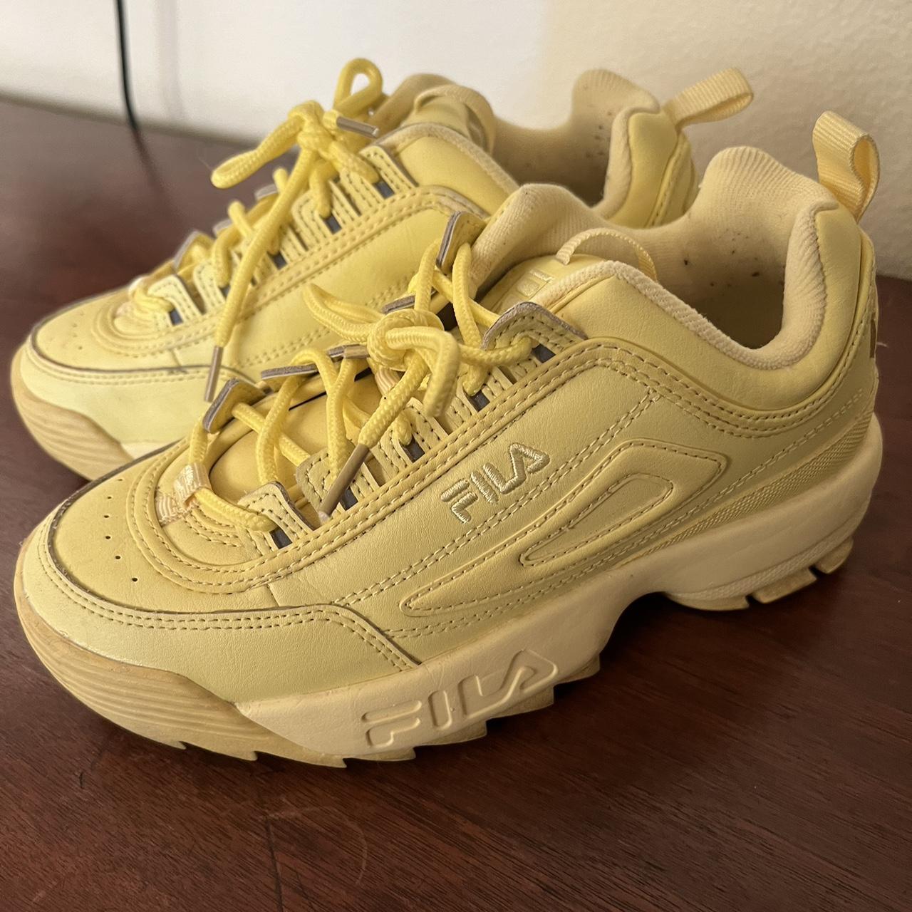 Yellow fila sneakers size 7 - Depop
