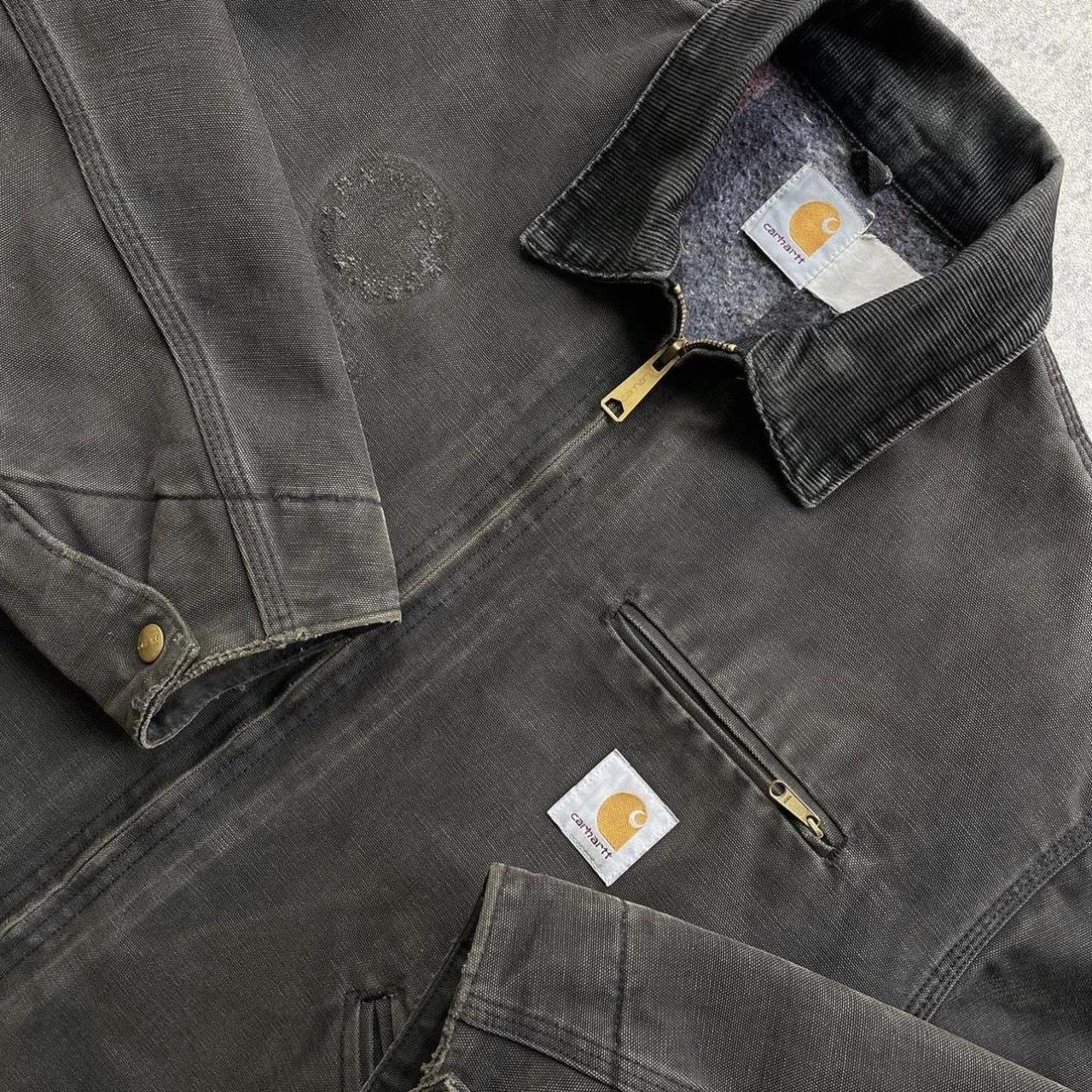 1997s Faded Black Vintage Carhartt Detroit JB105... - Depop