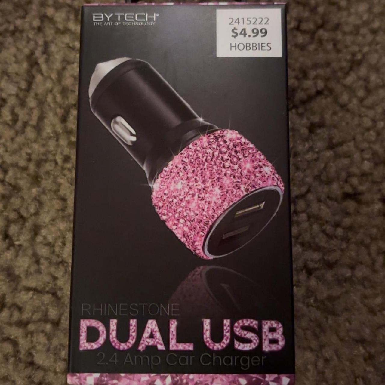 Pink Rhinestone Dual USB Car Charger | Depop