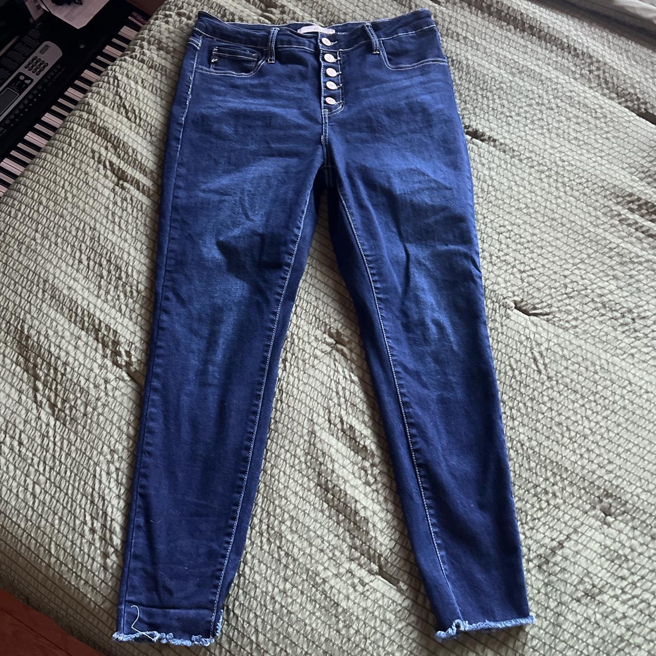 Button fly skinny jeans with raw hems at ankles. ... - Depop