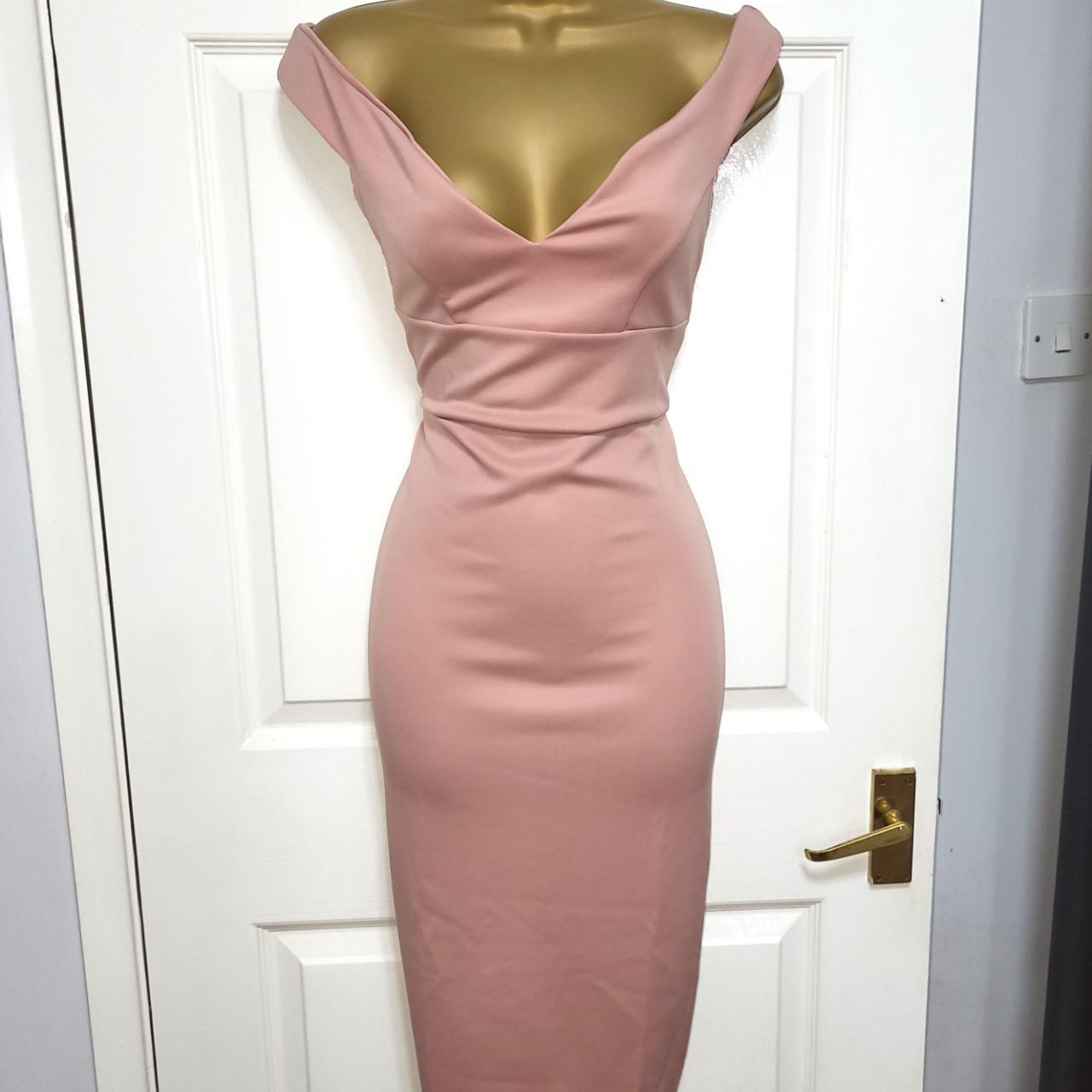 Dusky Salmon Pink Slinky Stretch Off Shoulders... | Depop