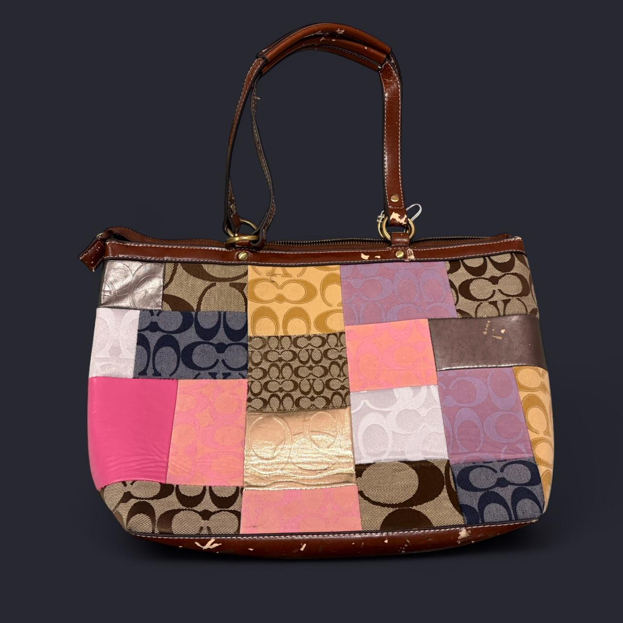 patchwork coach purse medium sized, a little peeling... | Depop