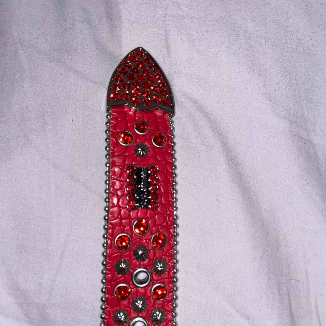 Bb Simon Swarovski Crystal Red Leather Belt Size Xs Depop