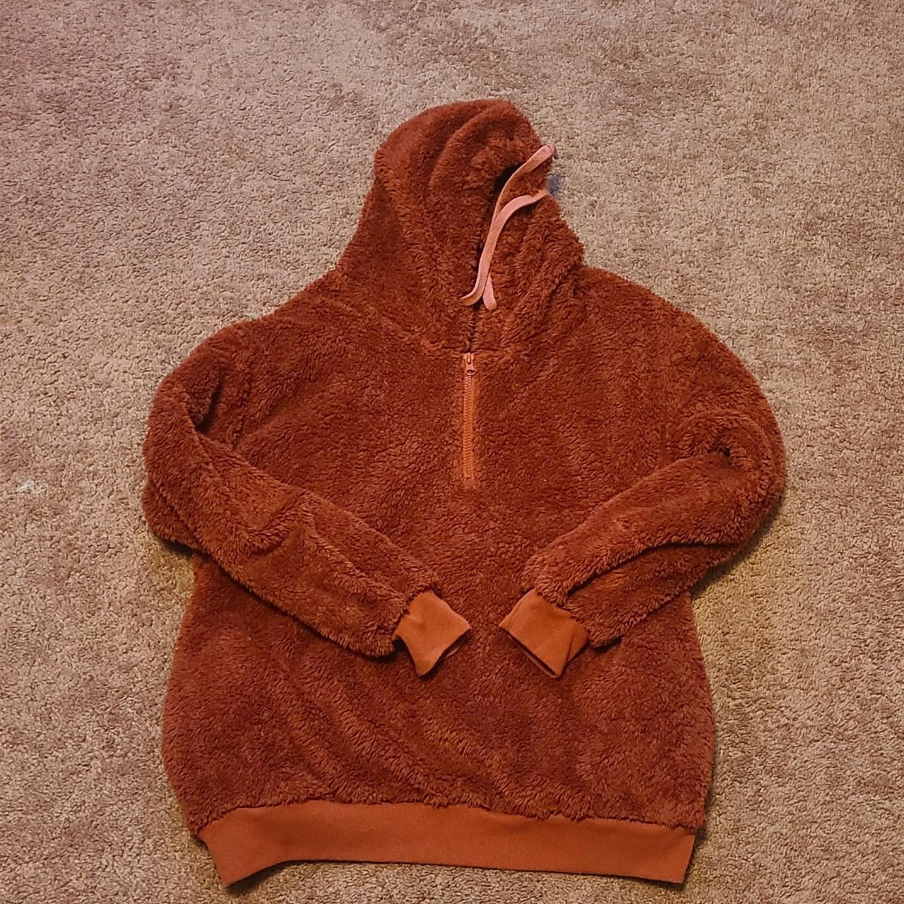 Fuzzy red jacket Only been worn once, so is in great... - Depop