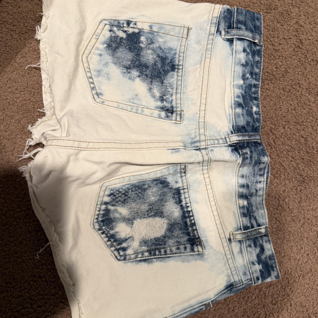 Ombré white and blue shorts rips in the front | Depop