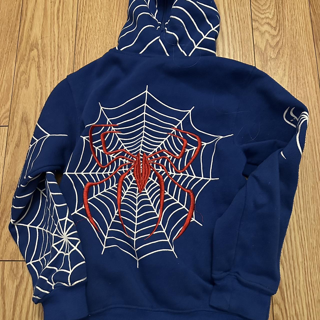 Y2K streetwear spider web hoodie💙 Hood can zip all... - Depop