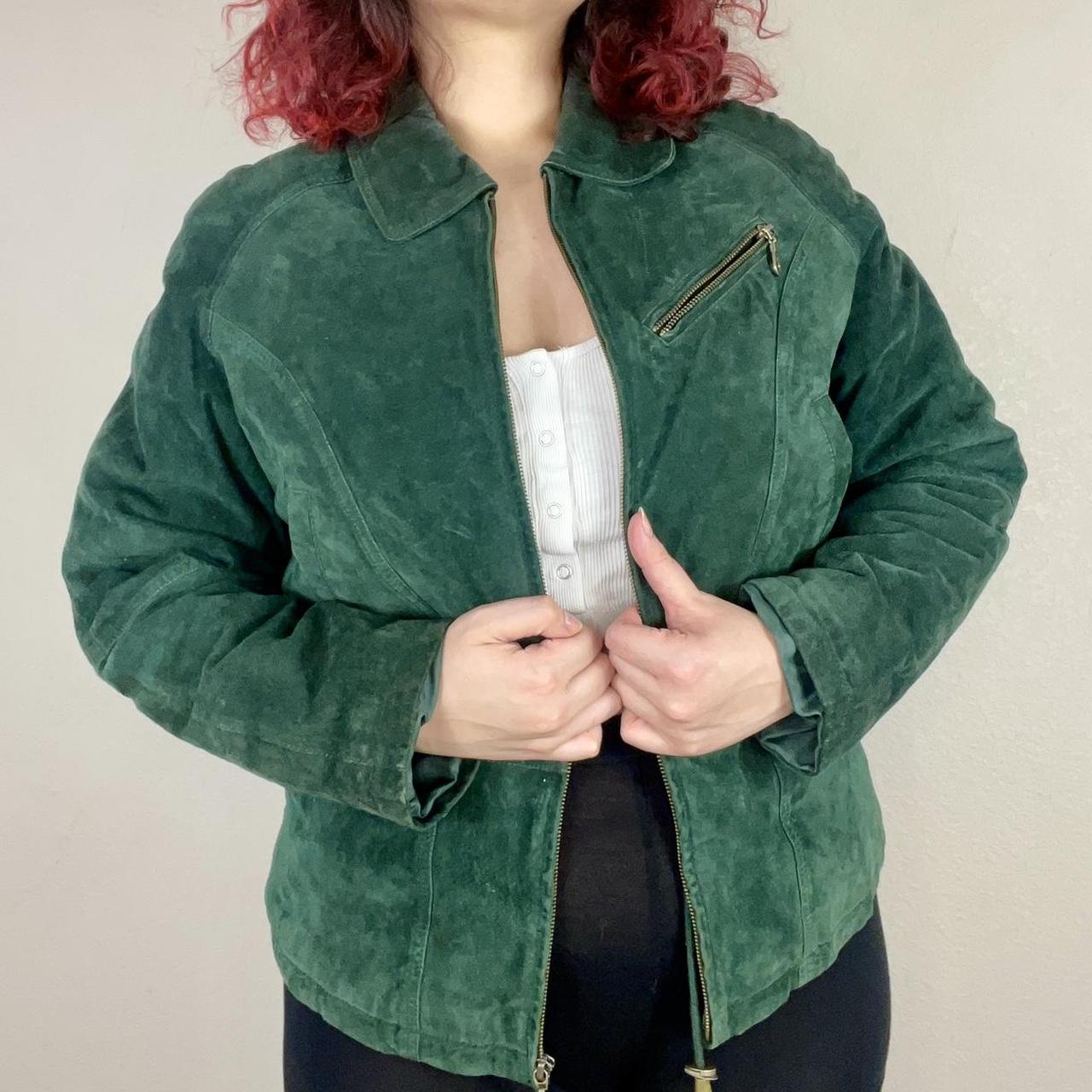 VINTAGE GREEN LEATHER JACKET Great condition,... - Depop