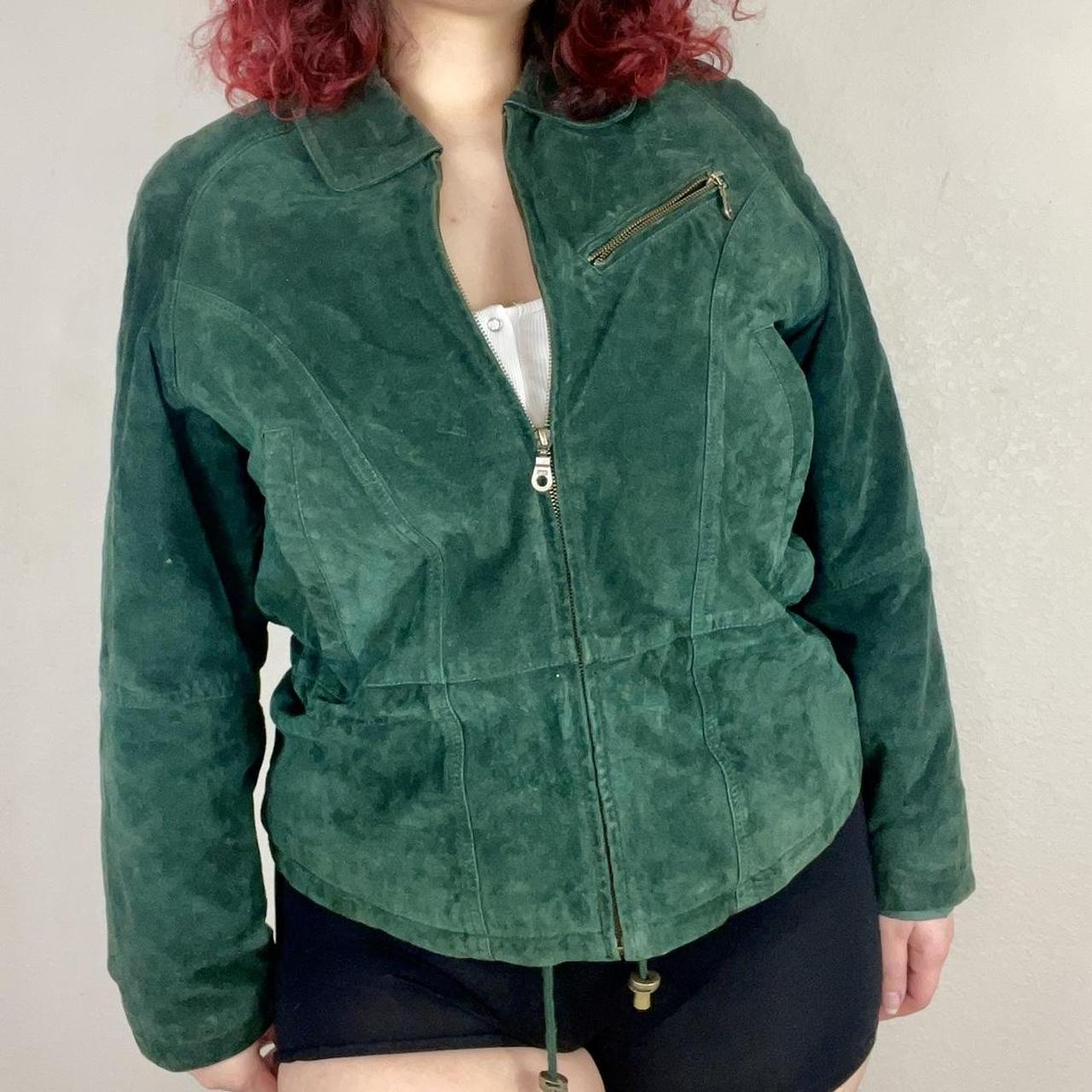 VINTAGE GREEN LEATHER JACKET Great condition,... - Depop