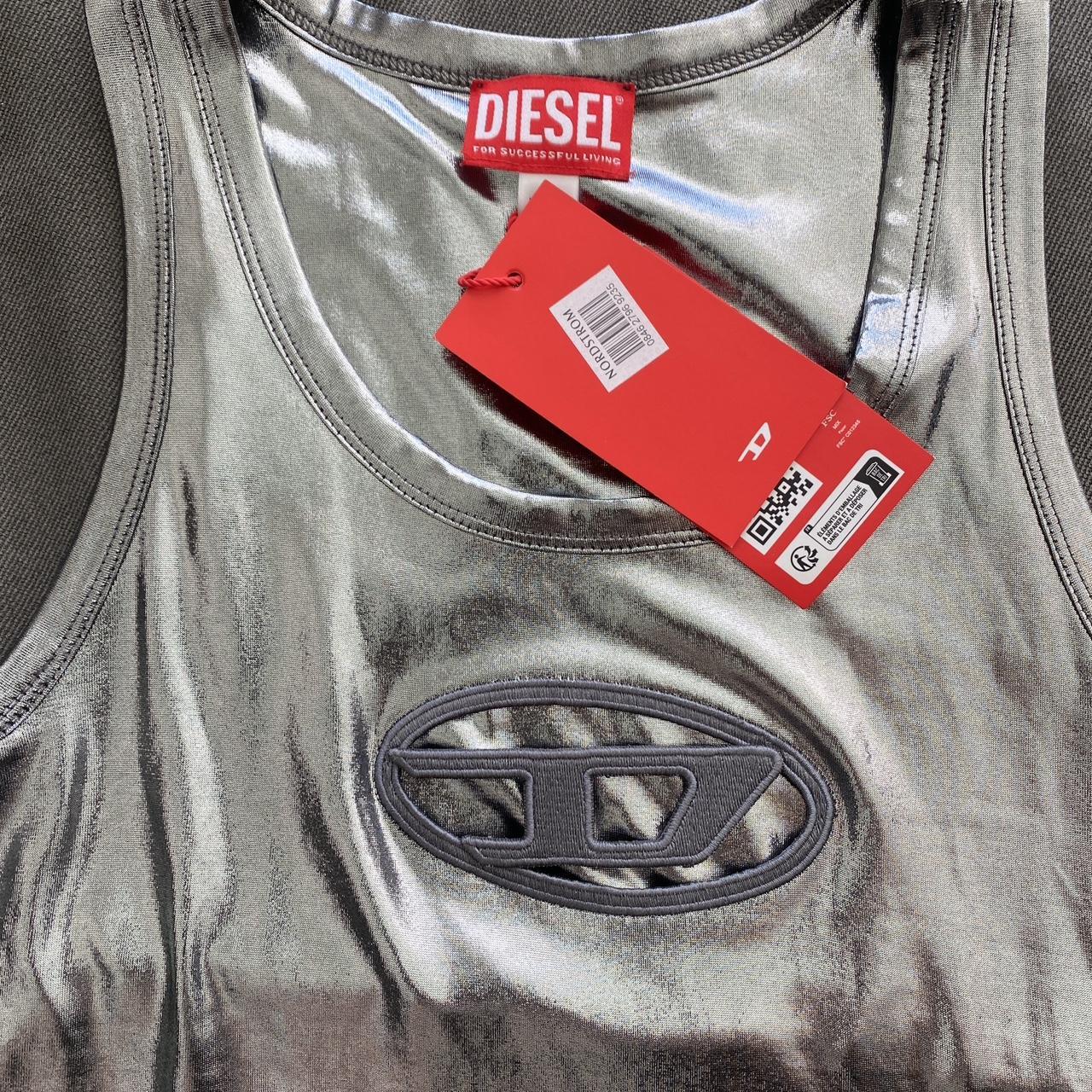 Silver metallic Diesel dress. Never worn just tried... - Depop