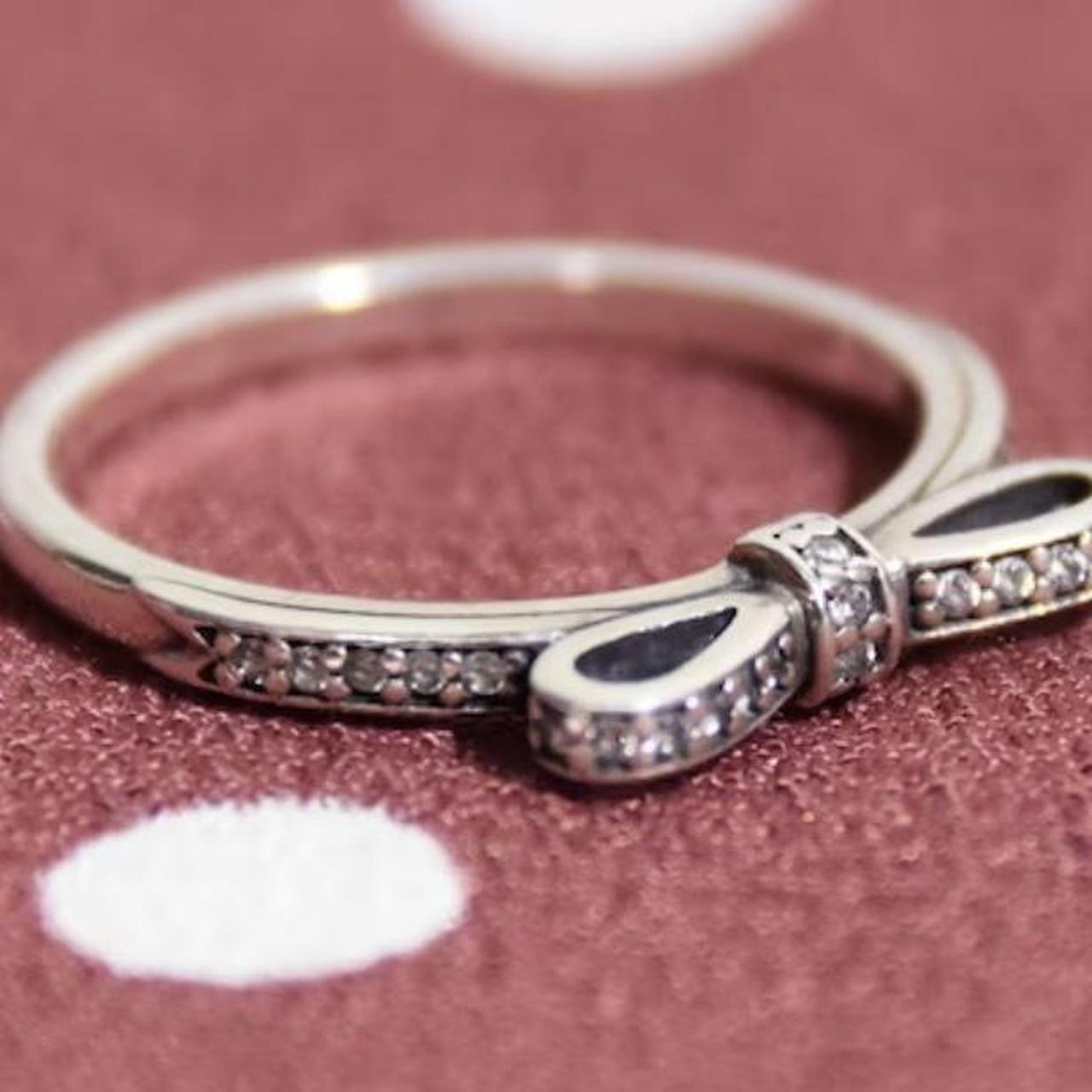 Authentic Pandora Delicate Bow Cubic Zirconia Silver... - Depop