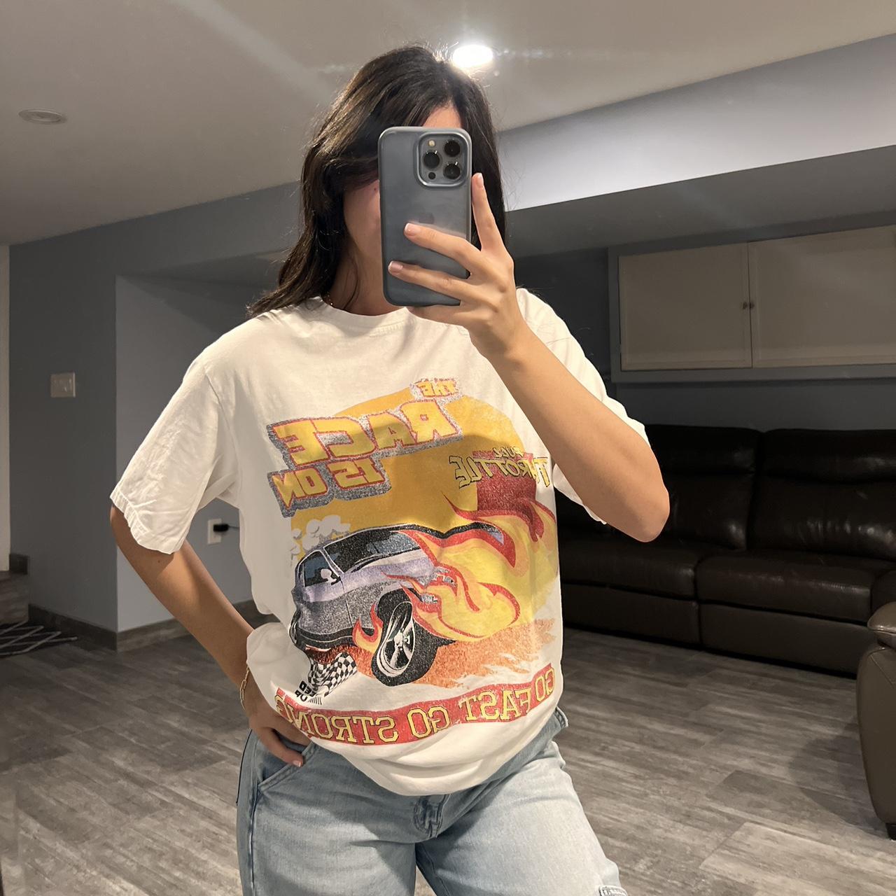 Adika “the race is on” graphic tee! Size is extra... - Depop