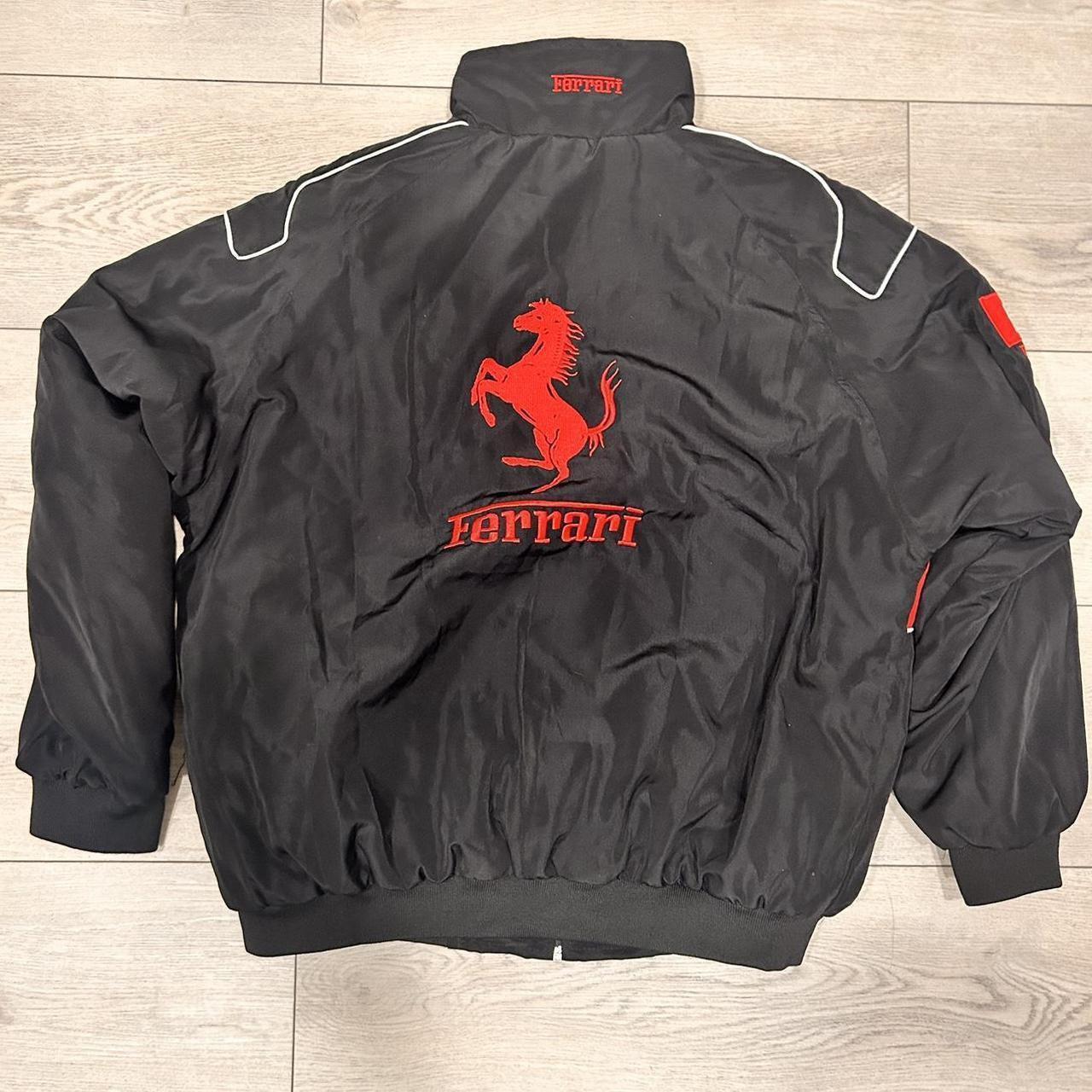 black ferrari f1 vintage racing jacket fully... | Depop