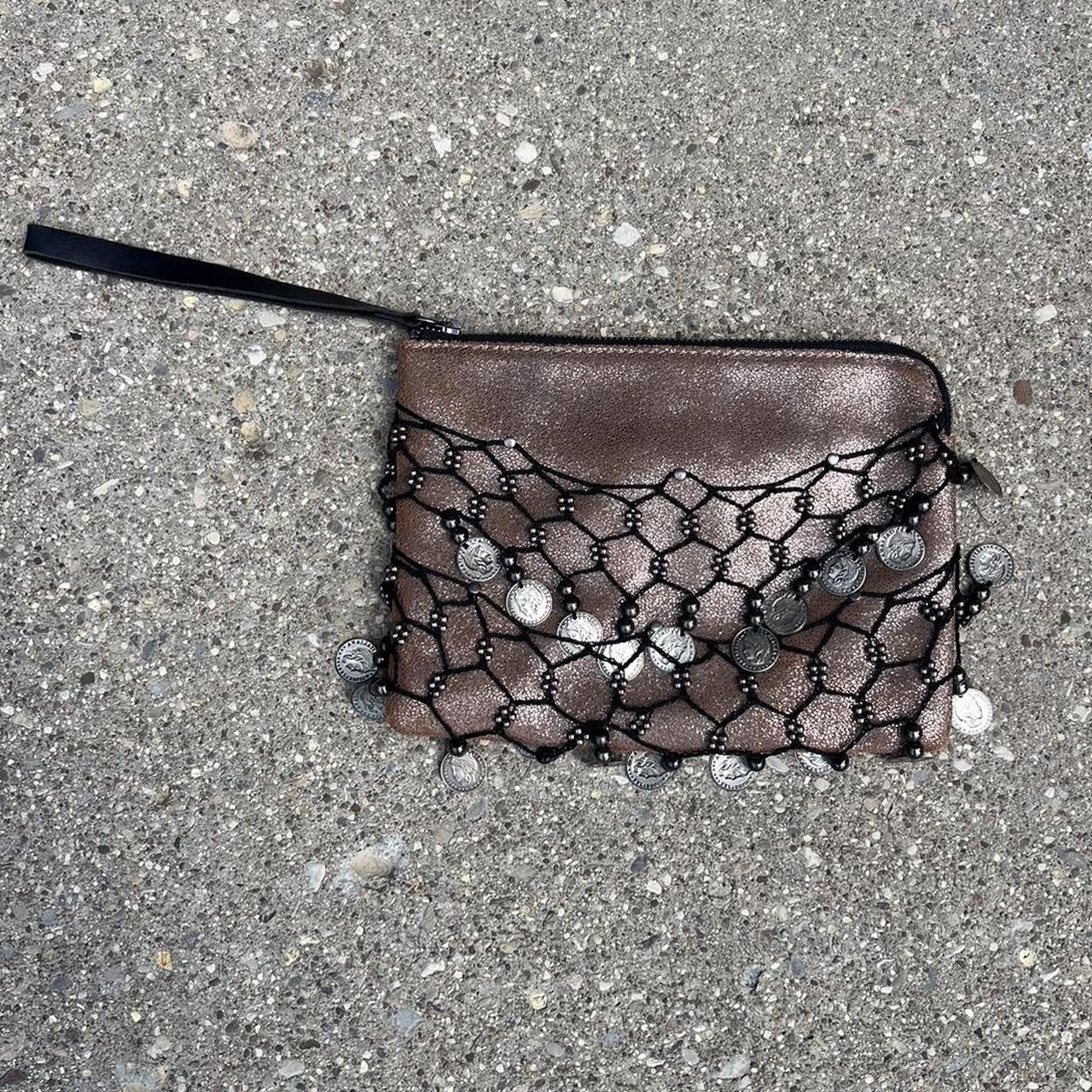 Leather bronze “pirate” wallet clutch with coin net... - Depop