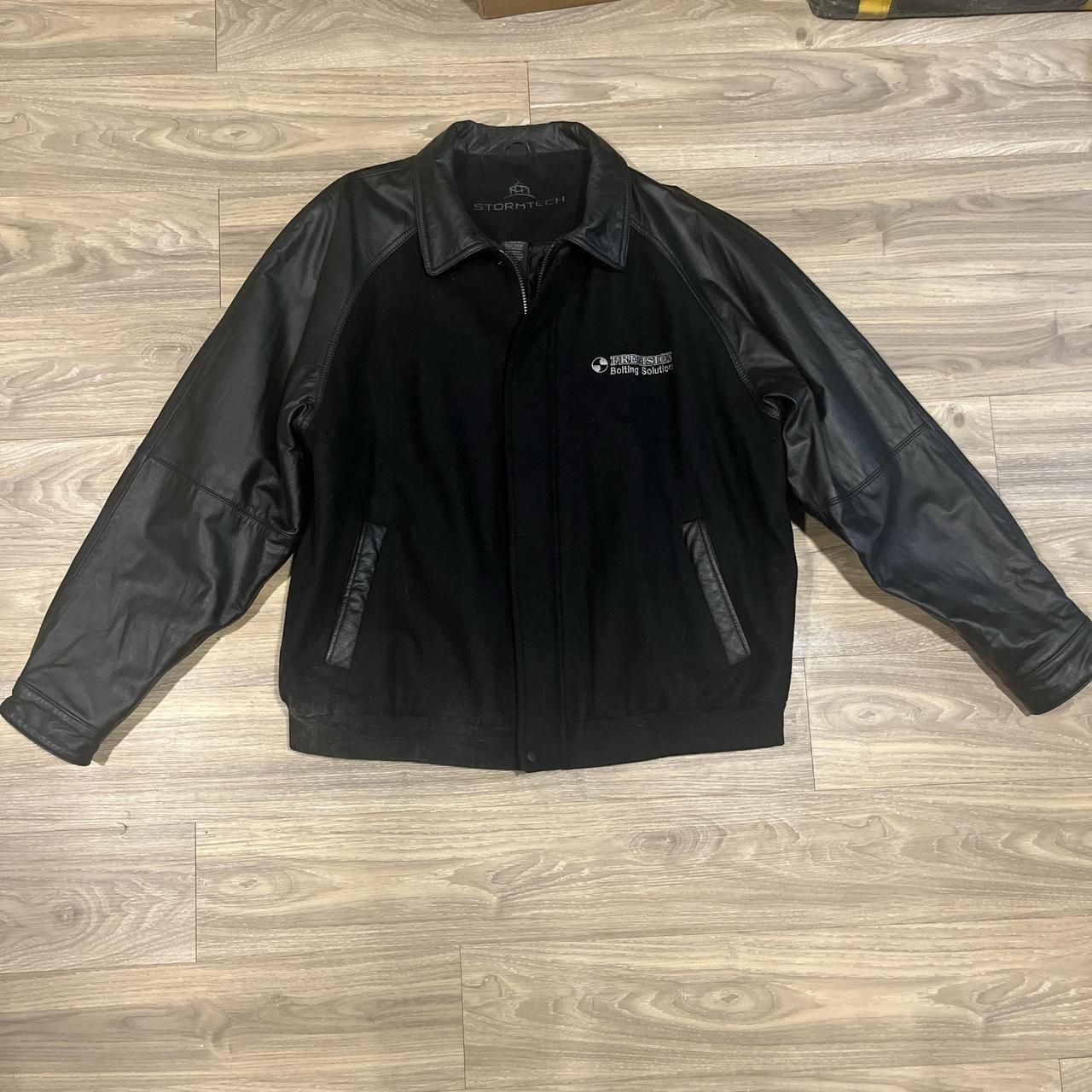 Storm tech Black & grey leather jacket #goth - Depop