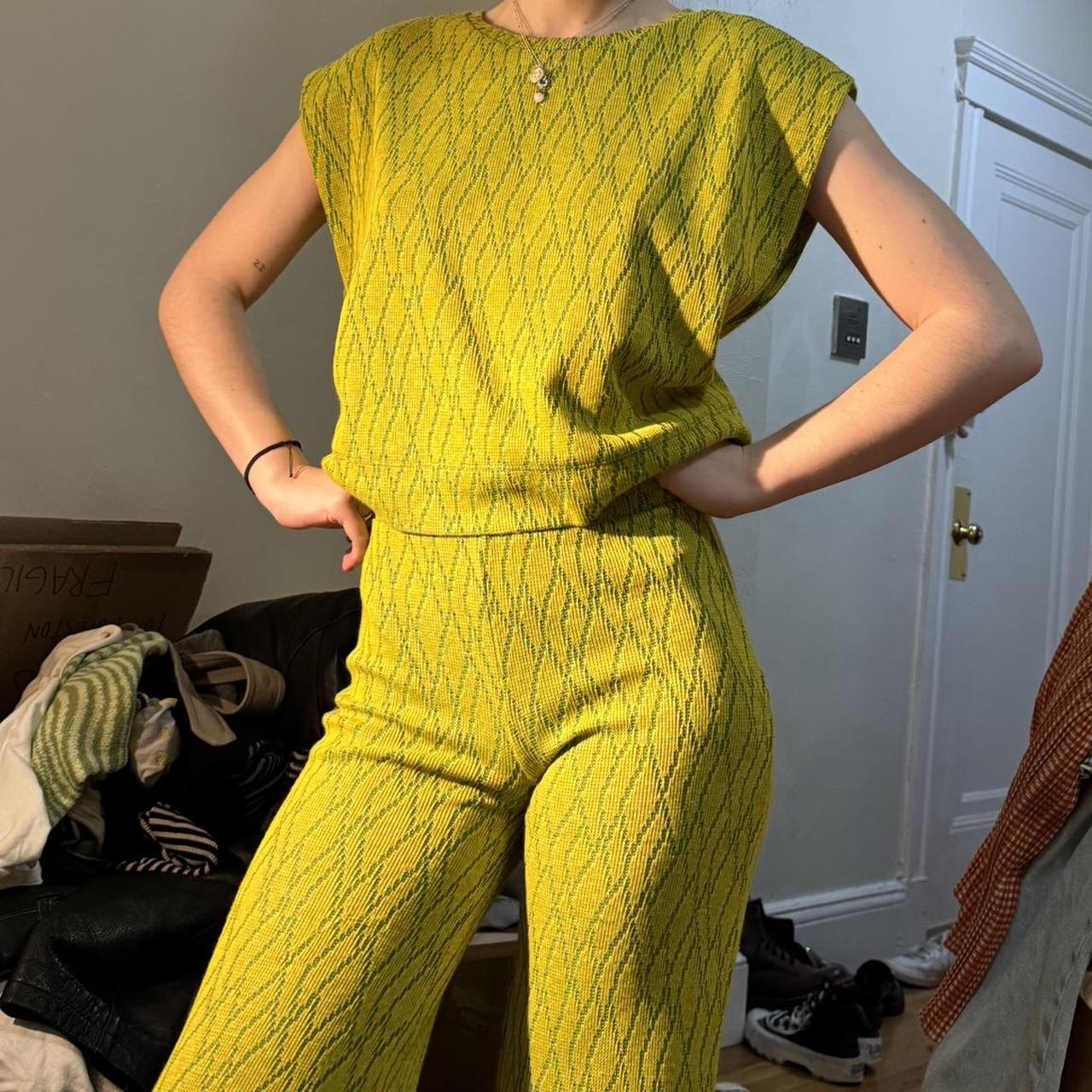 ZARA LEMON LIME KNITED / LINEN BLEND SET SIZE S - Depop