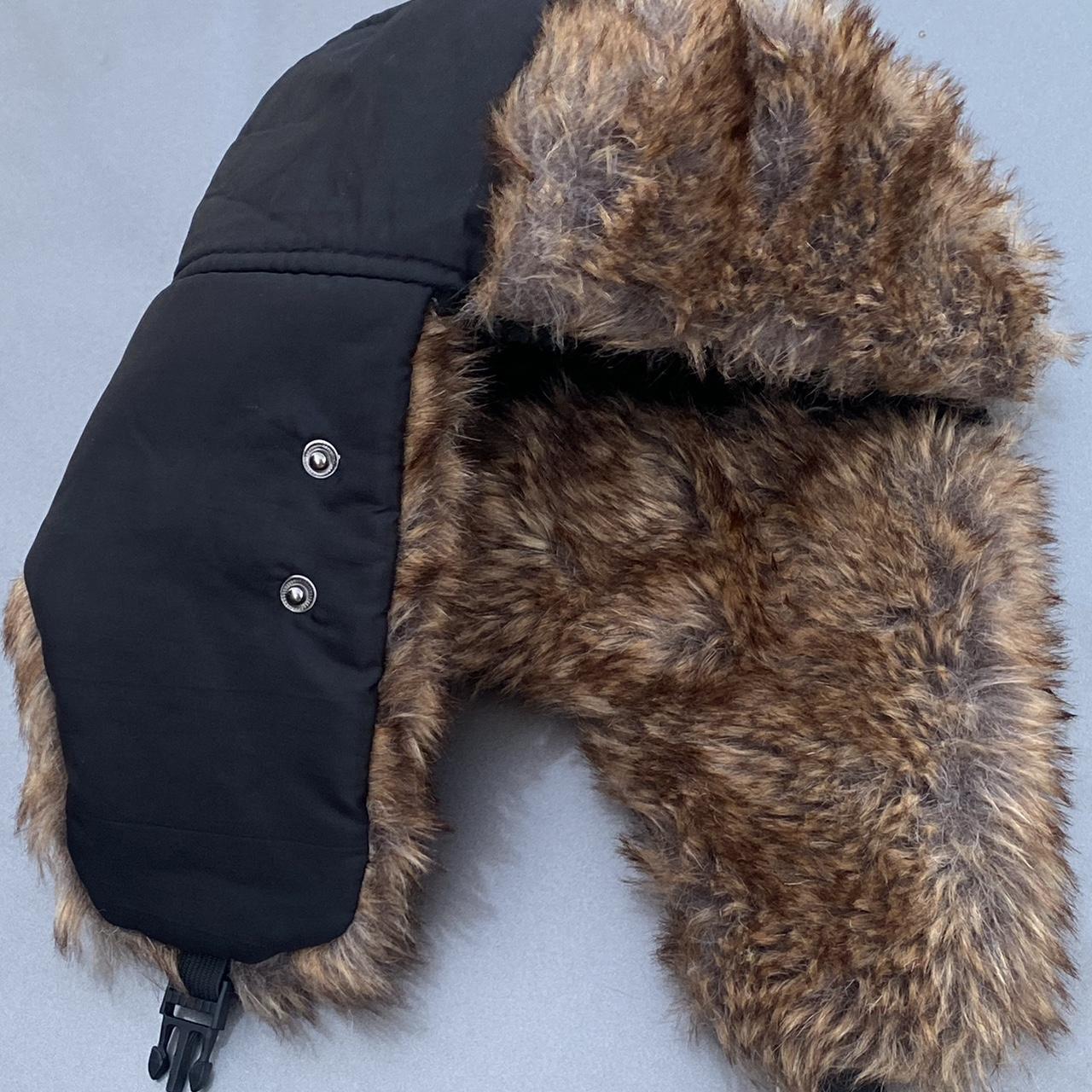 Brand new Black Ushanka with artificial wolf fur,... - Depop