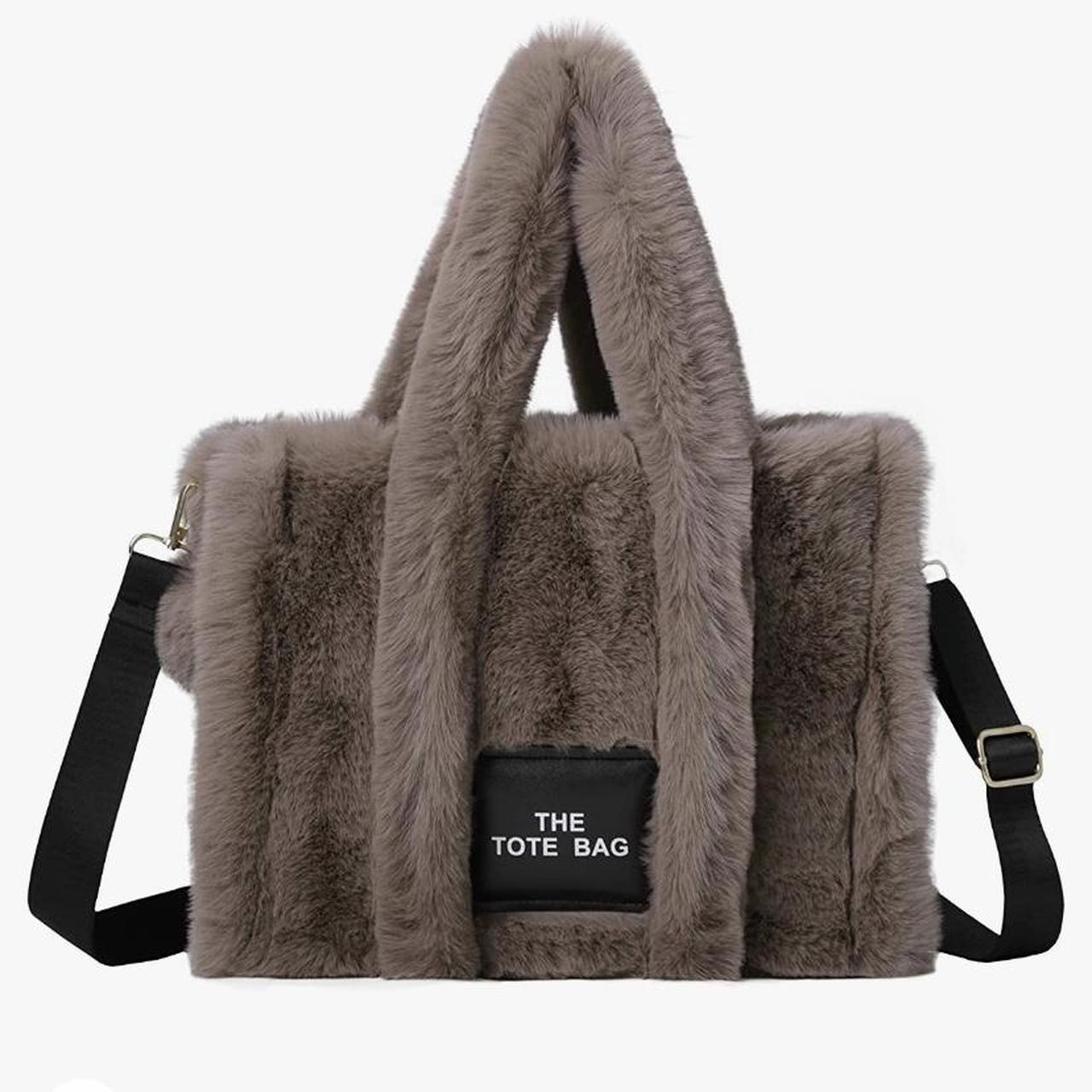 Cutest fluffy Tote bag PLT asos brown black beige... - Depop