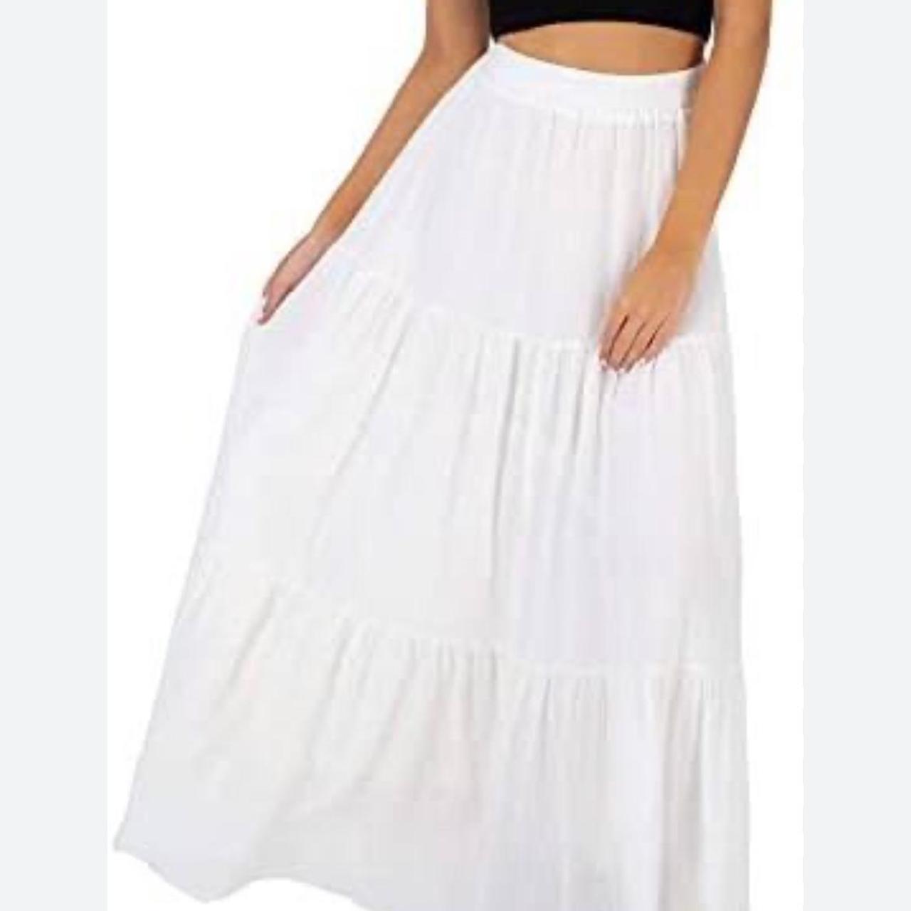 maxi white ruffle skirt ! Great condition ! - Depop