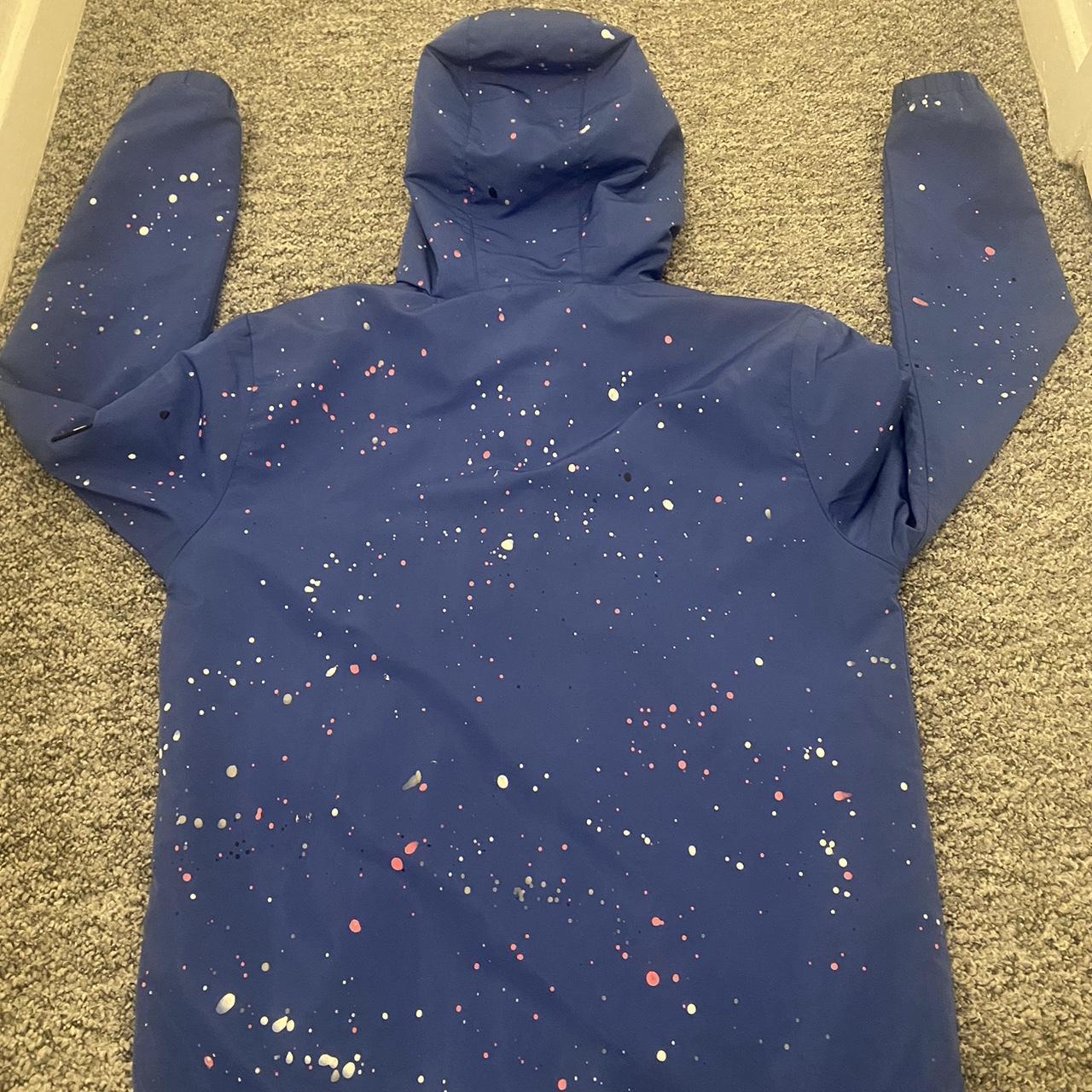 medium, blue paint splatter design, nvlty windbreaker - Depop