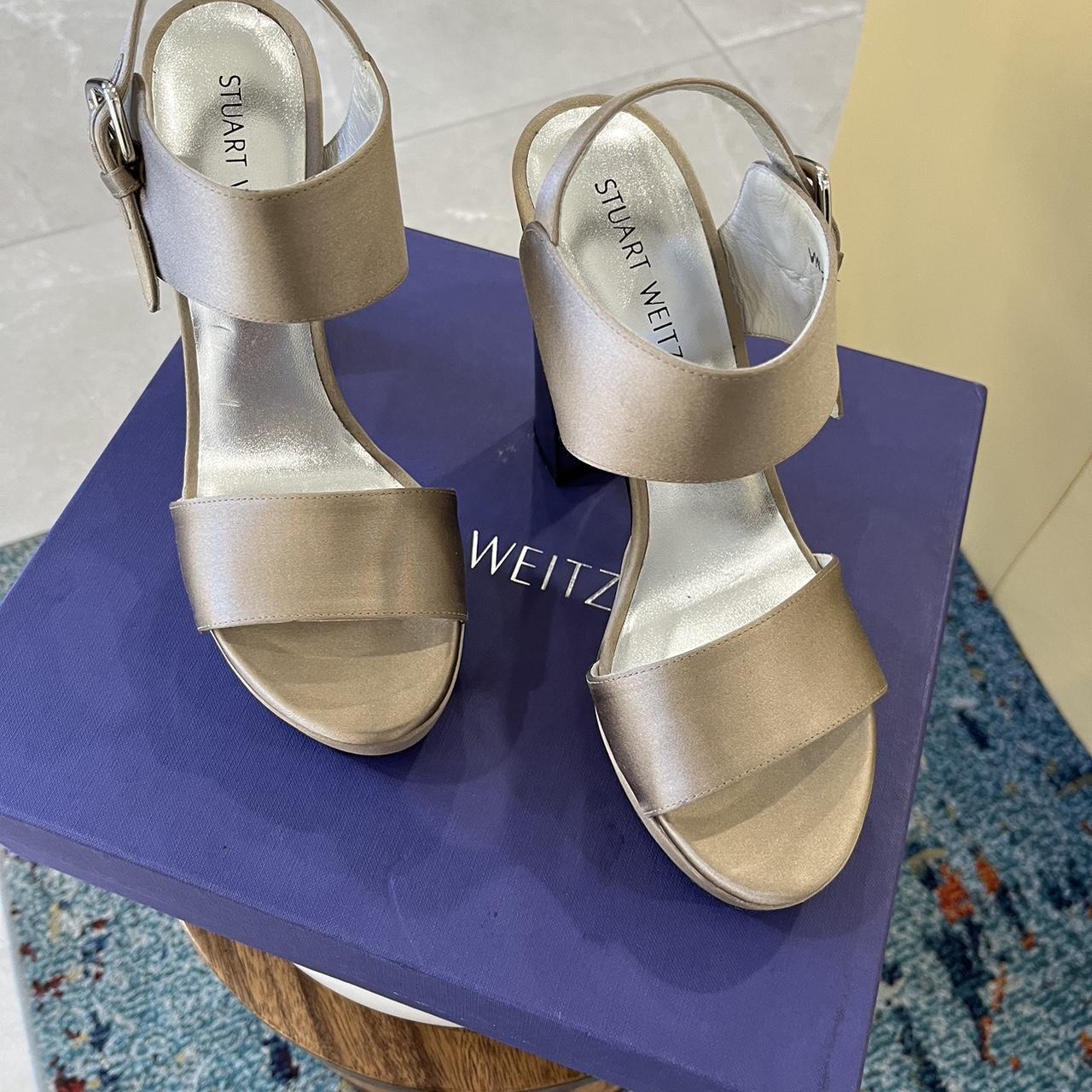 Stuart Weitzman luxury-brand platforms. Chrome heel... - Depop