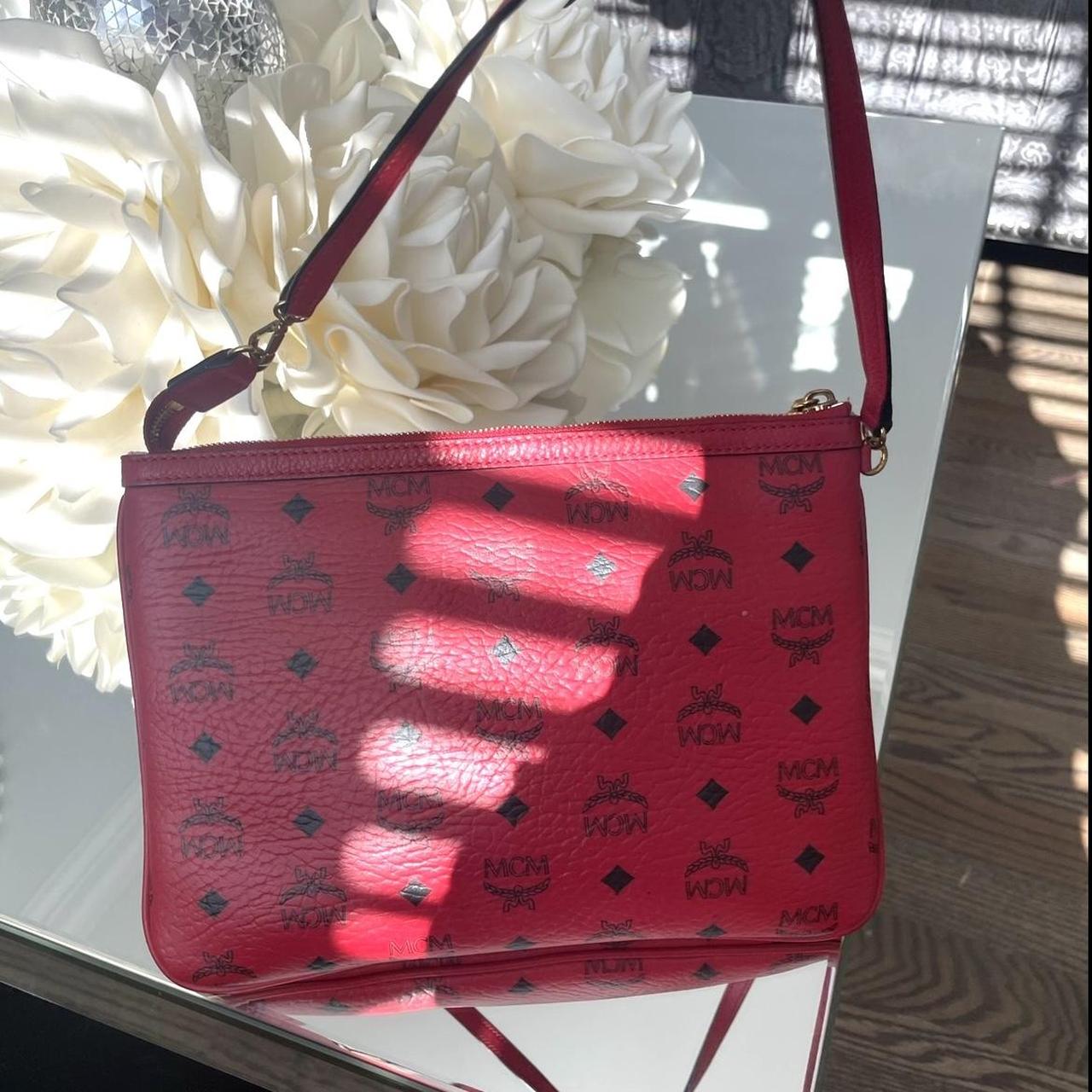 RED Women’s MCM Purse Carry Bag 100% authentic... - Depop