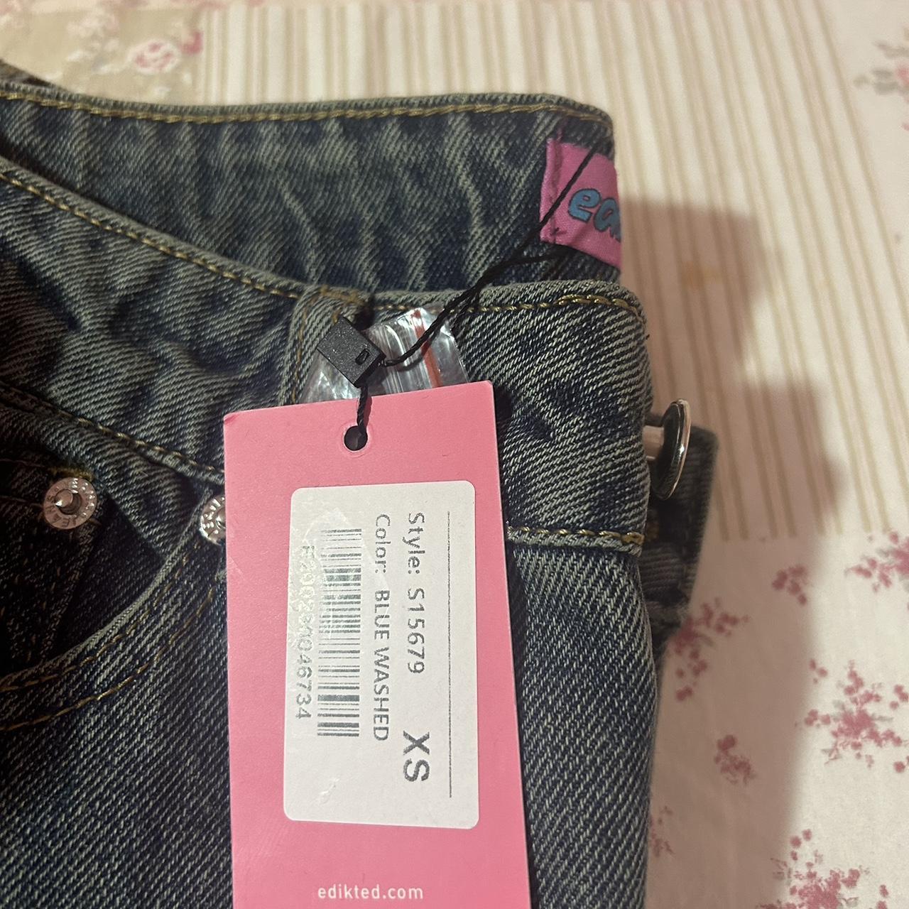 edikted viral ribbon bow stripe blue washed jeans... - Depop