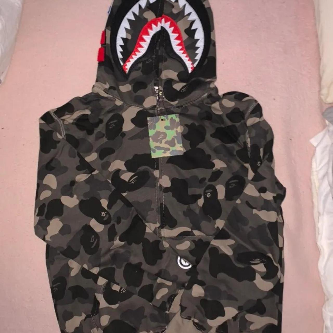 Gray bape camouflage hoodie - Depop