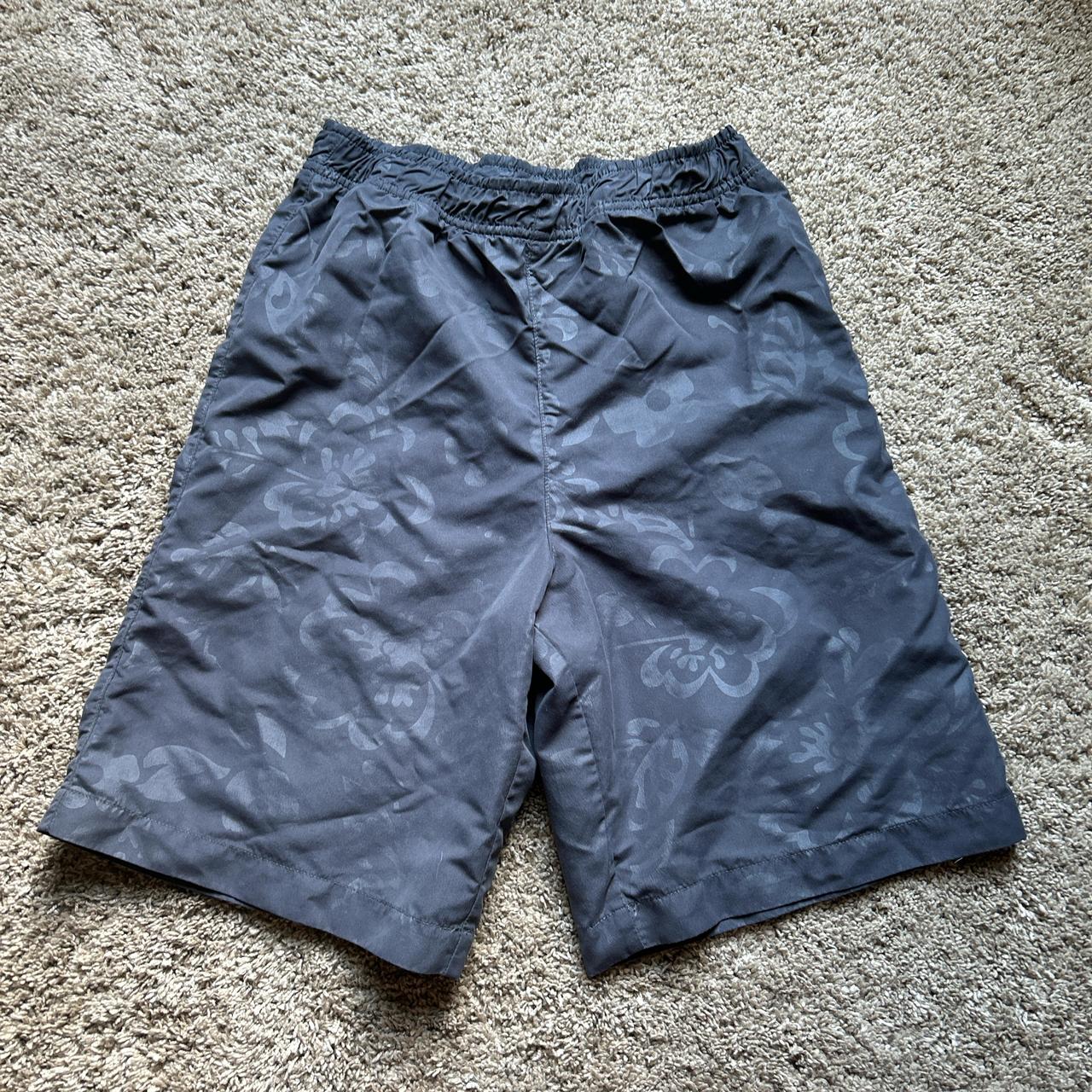 medium grey bathing suit with hawaiian flowers - Depop