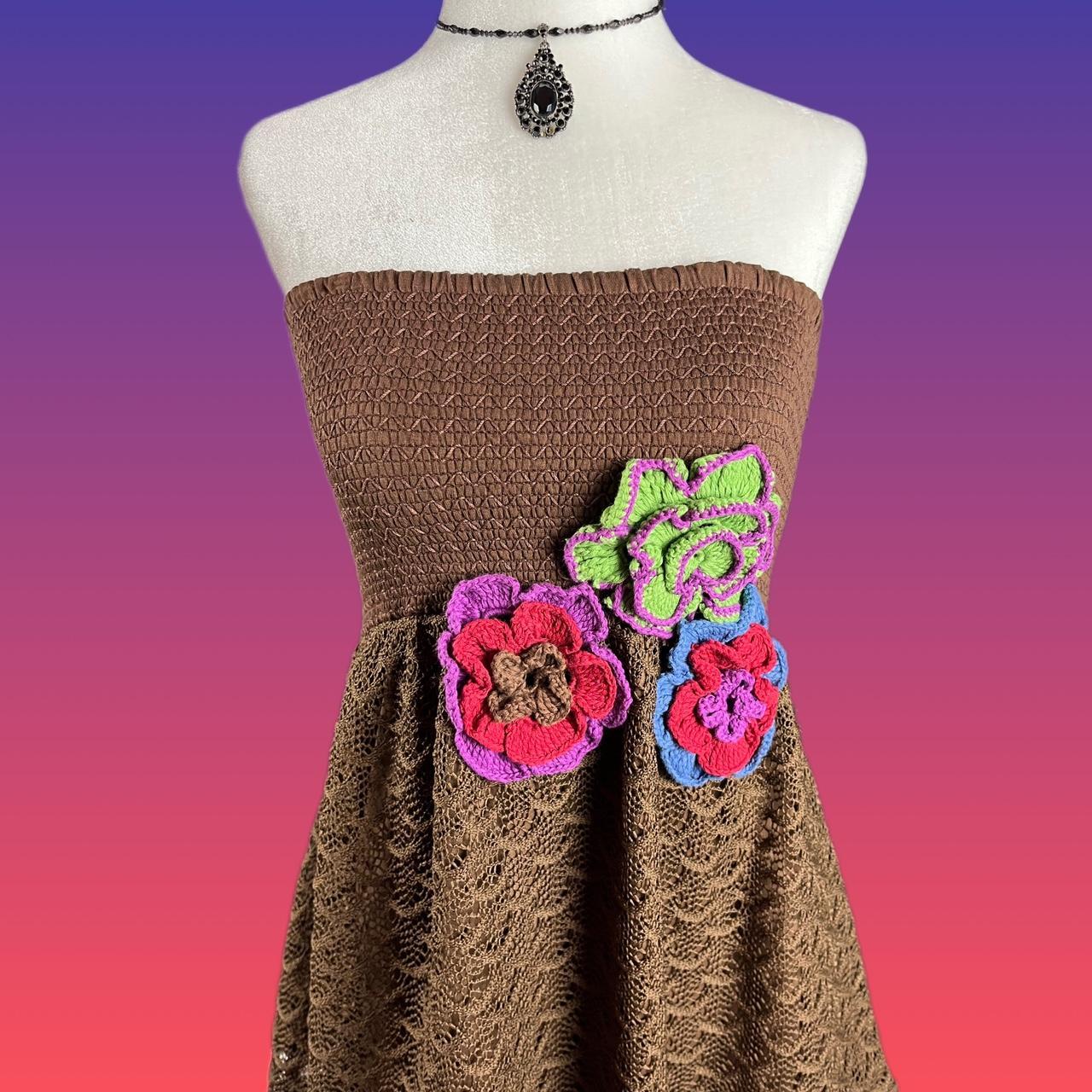 Vintage y2k crocheted knitted skirt 🧸 Super cute... - Depop