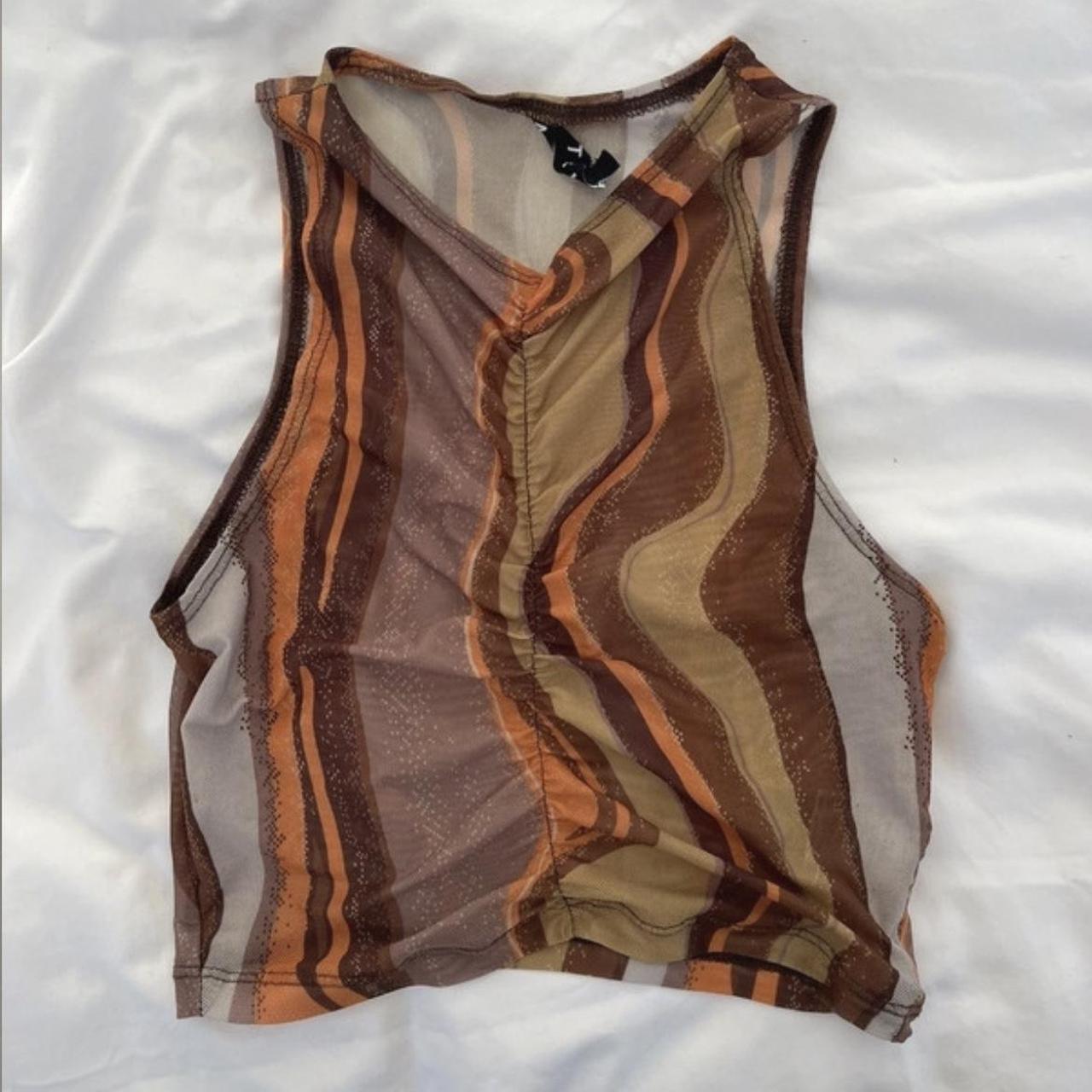 Brown mesh crop fabric top from motel rocks Size... - Depop