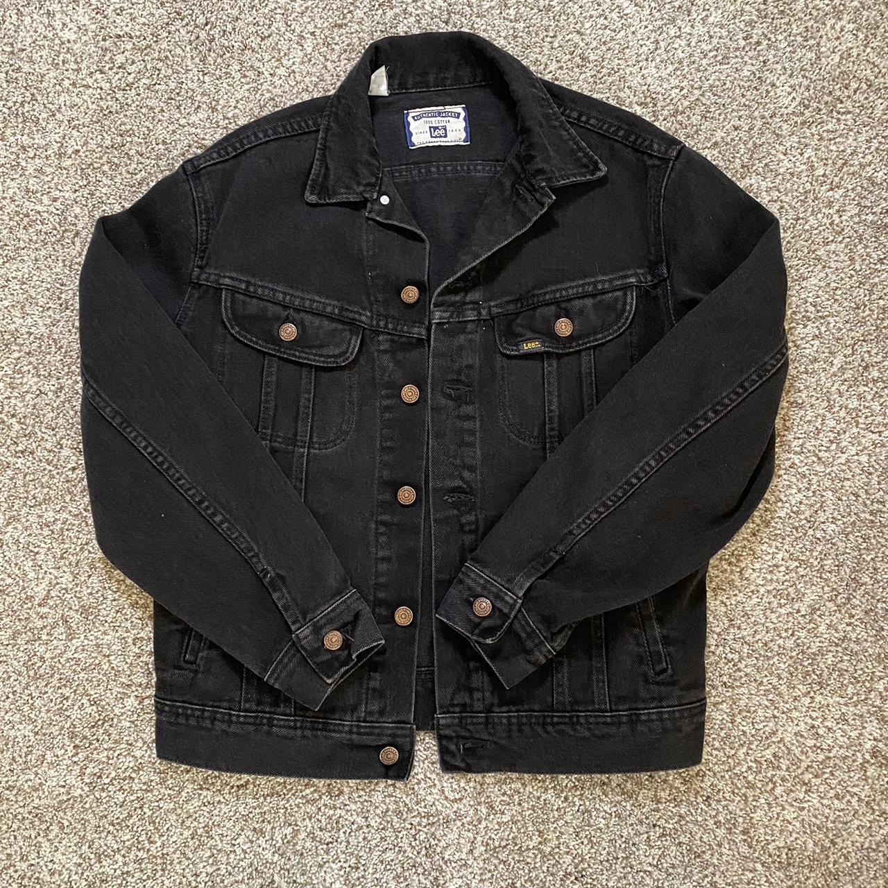 Lee Vintage Made In USA Black Denim Jacket Size Small - Depop