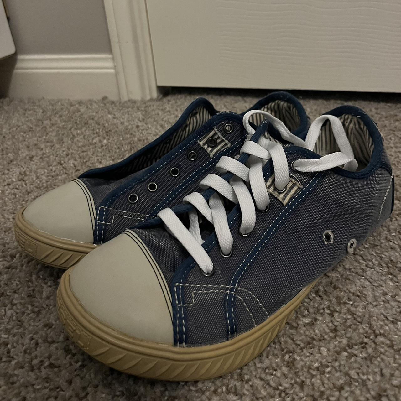 Blue distressed “converse-like” Diesel sneakers.... | Depop