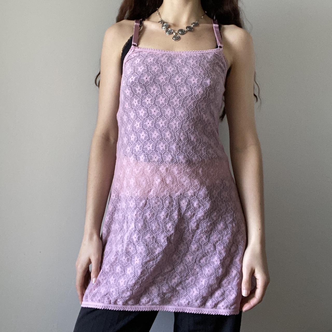 Beautiful vintage baby pink Lacey knit slip... - Depop