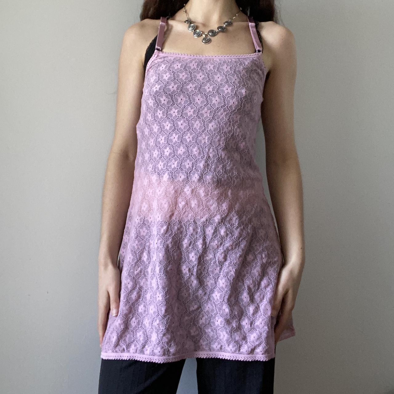 Beautiful vintage baby pink Lacey knit slip... - Depop
