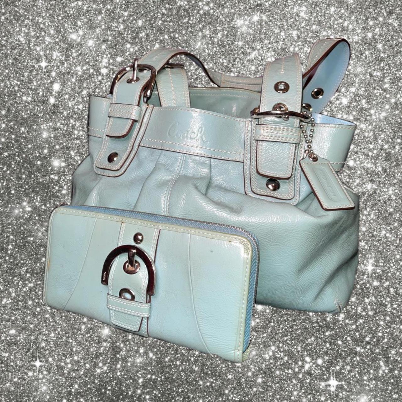 vintage light blue Coach purse medium sized with... - Depop