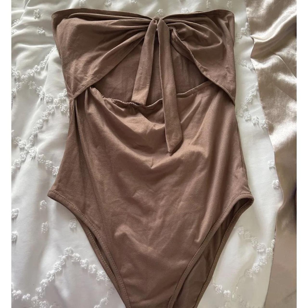 latte brown body suit soft material never worn - Depop