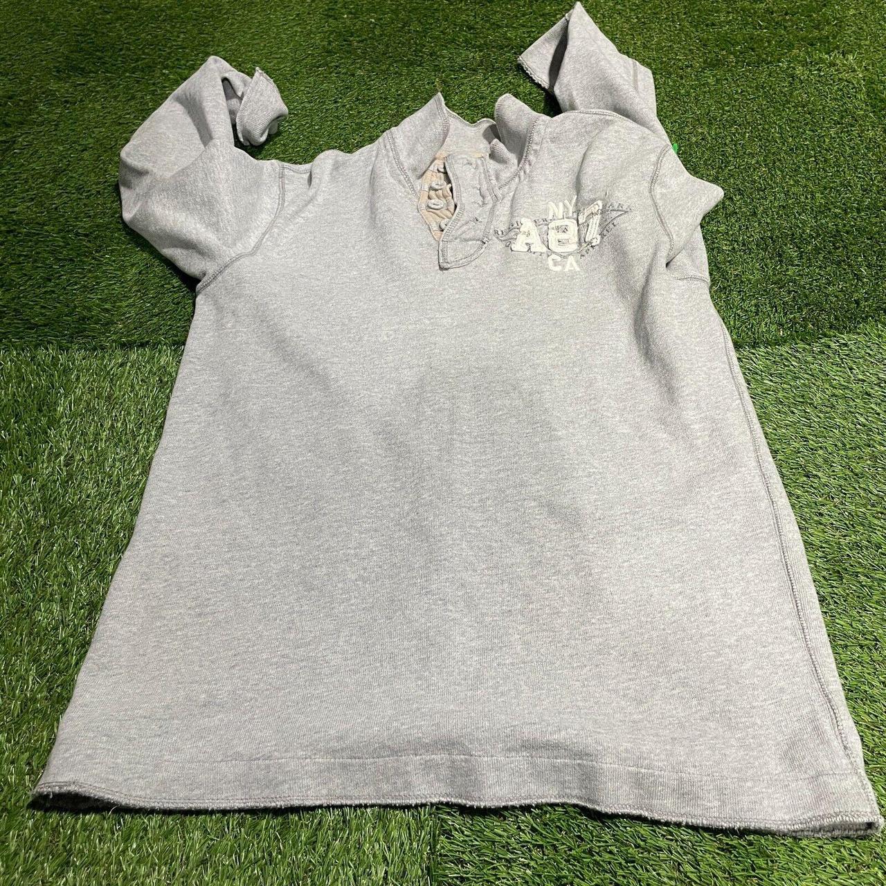 Aeropostale Gray Y2K Spellout 1/4 Button Cotton A87... - Depop